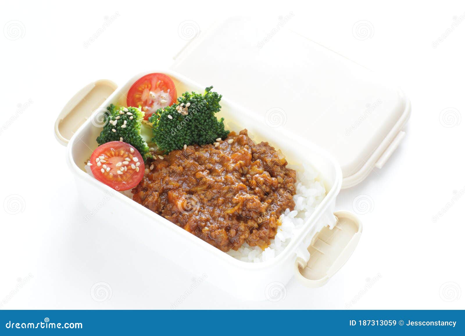 Homemade Japanese Bento Keema Mince Curry On Rice Stock Image Image Of Meat Vegetable 187313059