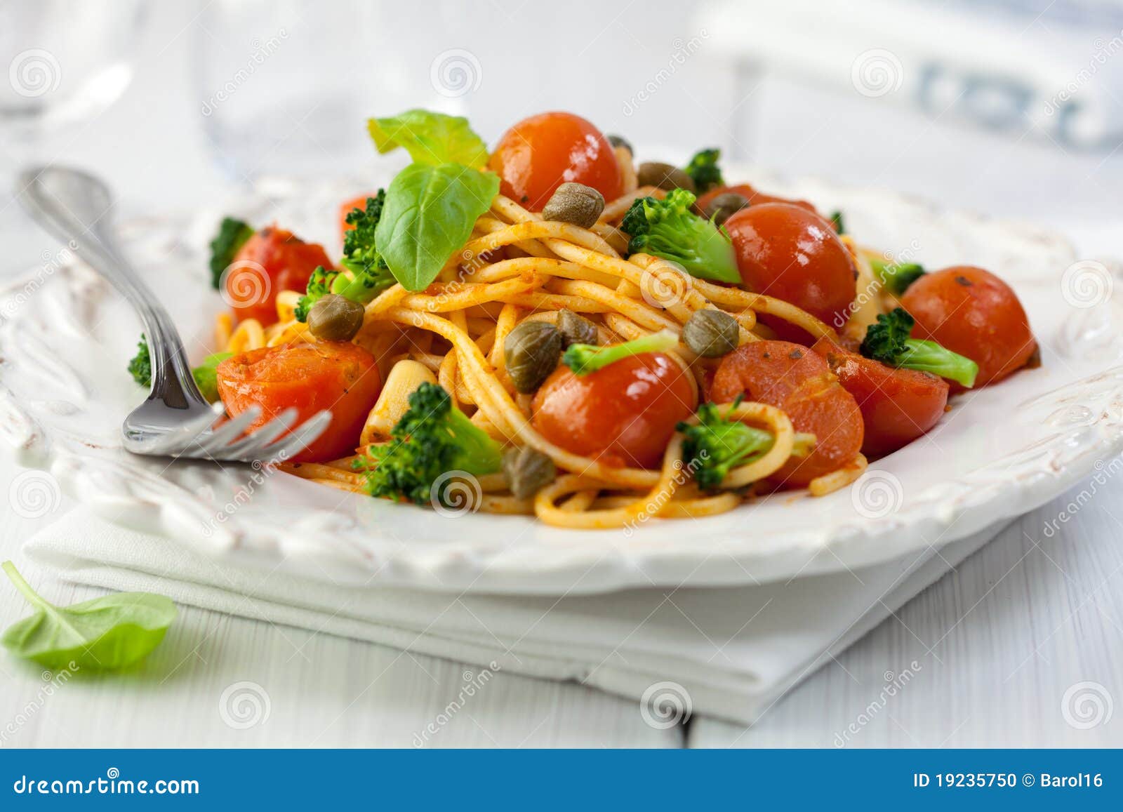 Tomato and Broccoli Pasta with Capers Stock Photo - Image of vegetables ...
