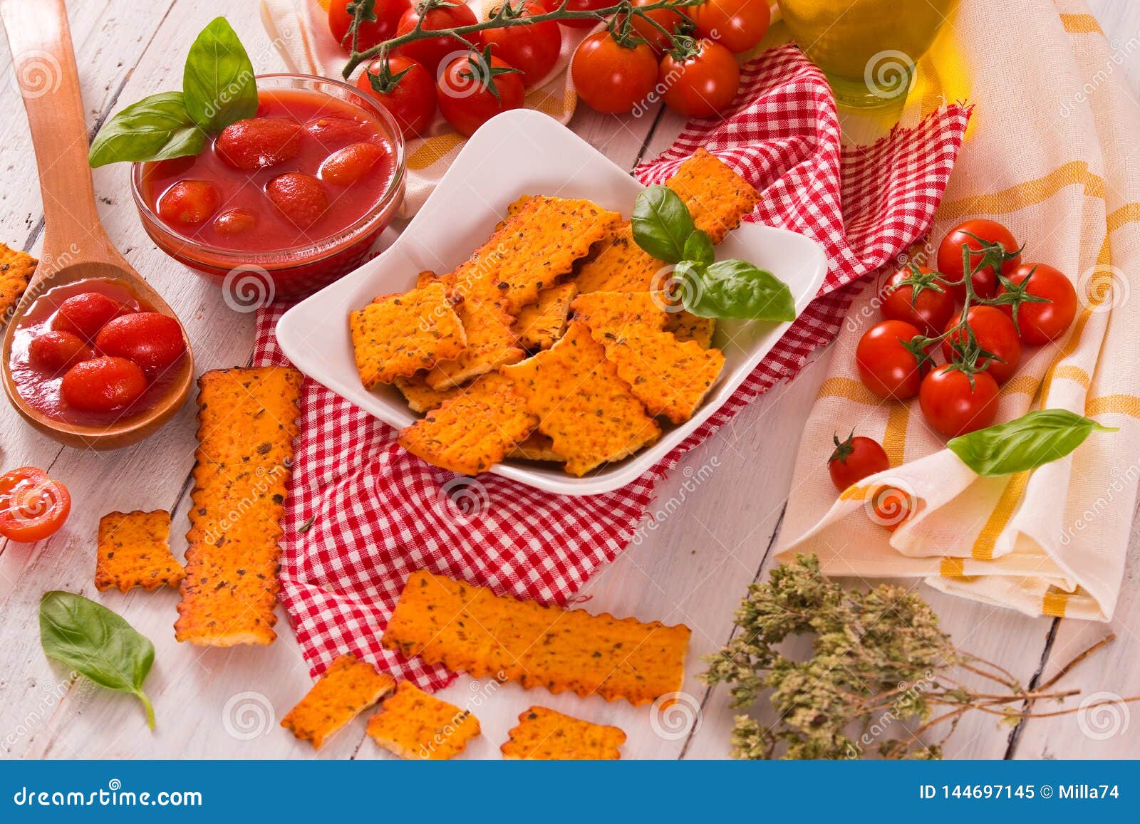 Tomato crackers. stock image. Image of gourmet, edible - 144697145