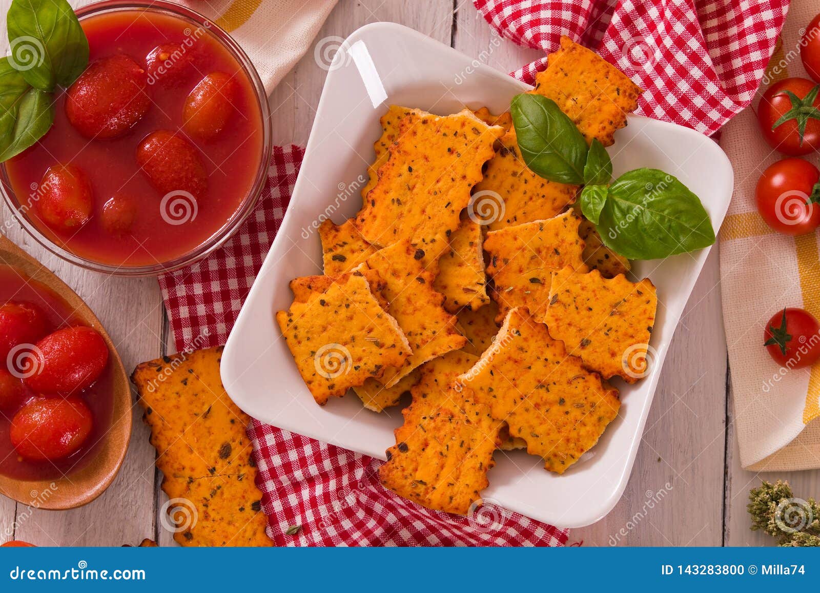Tomato crackers. stock photo. Image of biscuit, healthy - 143283800