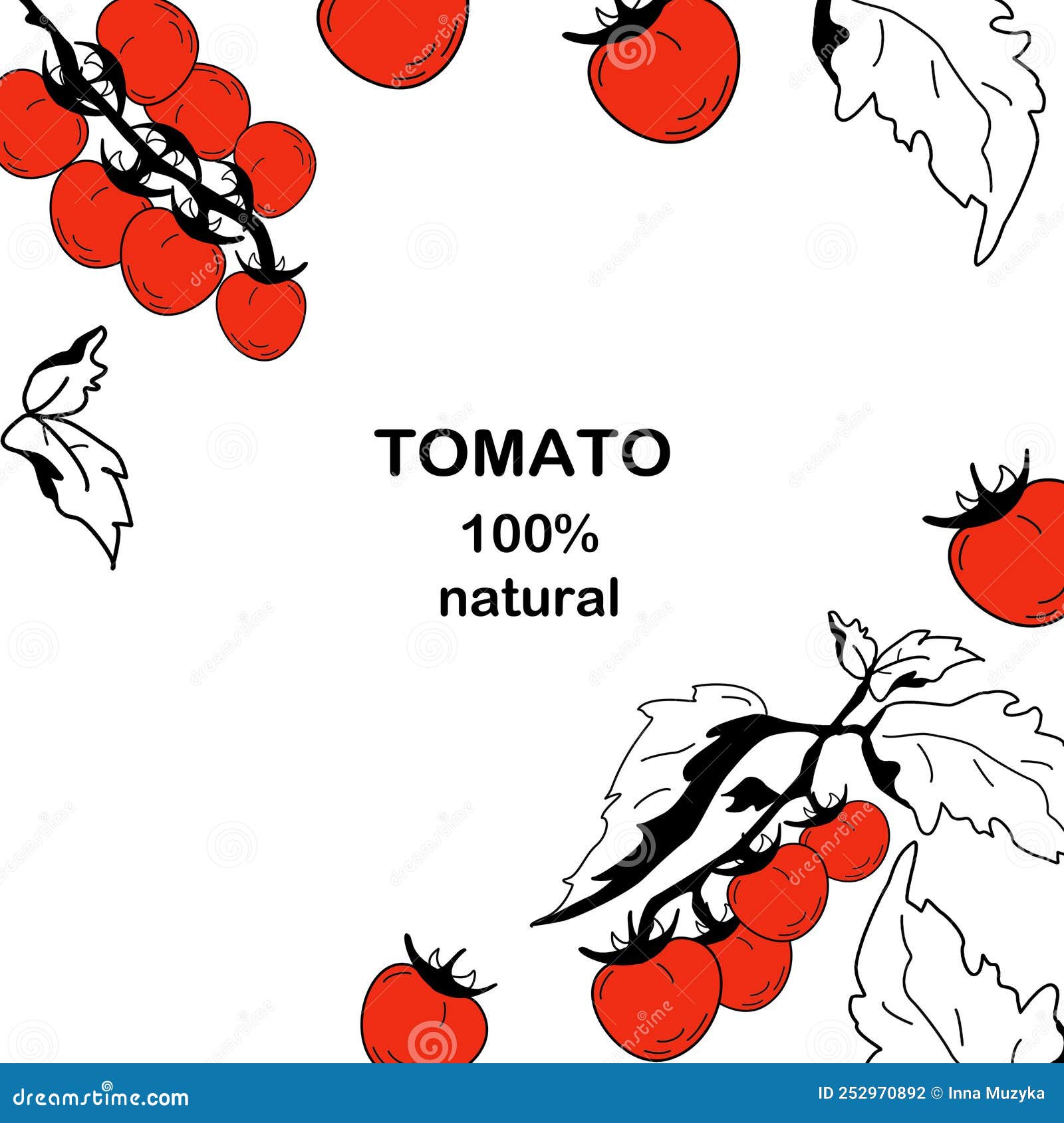 Tomato Design Template in Doodle Style Stock Vector - Illustration of ...