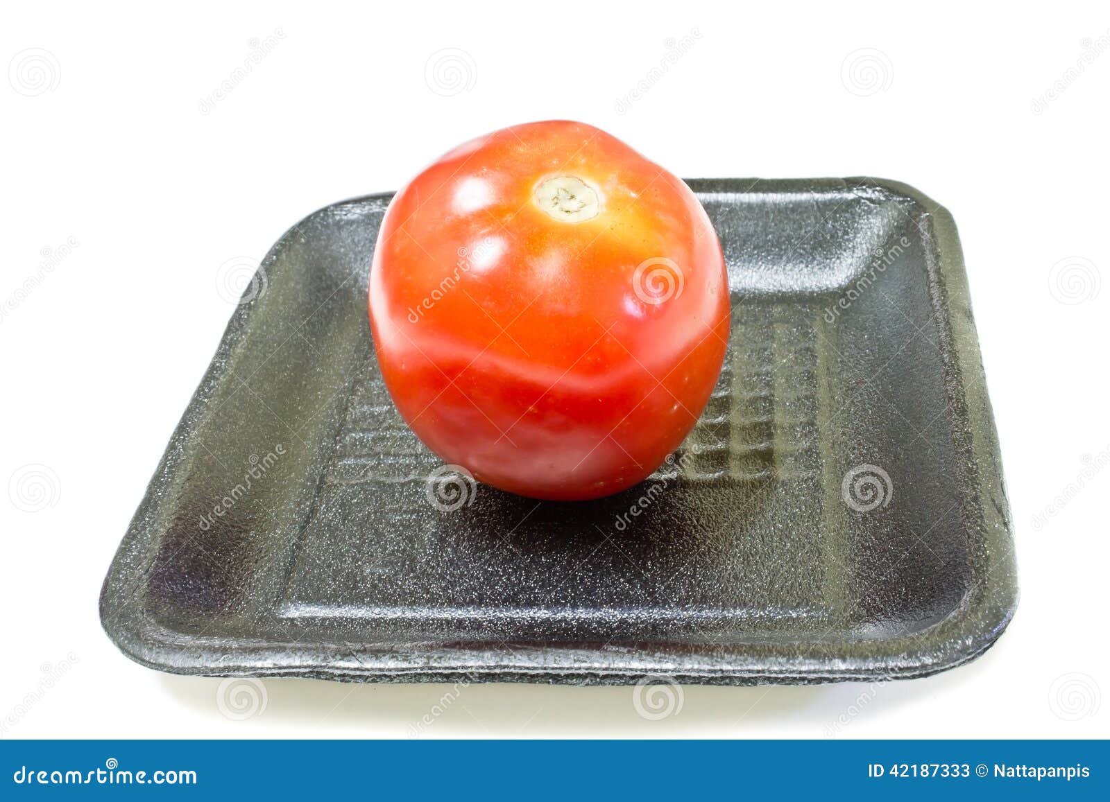 Tomato on a foam tray stock image. Image of fresh, whitebackground ...