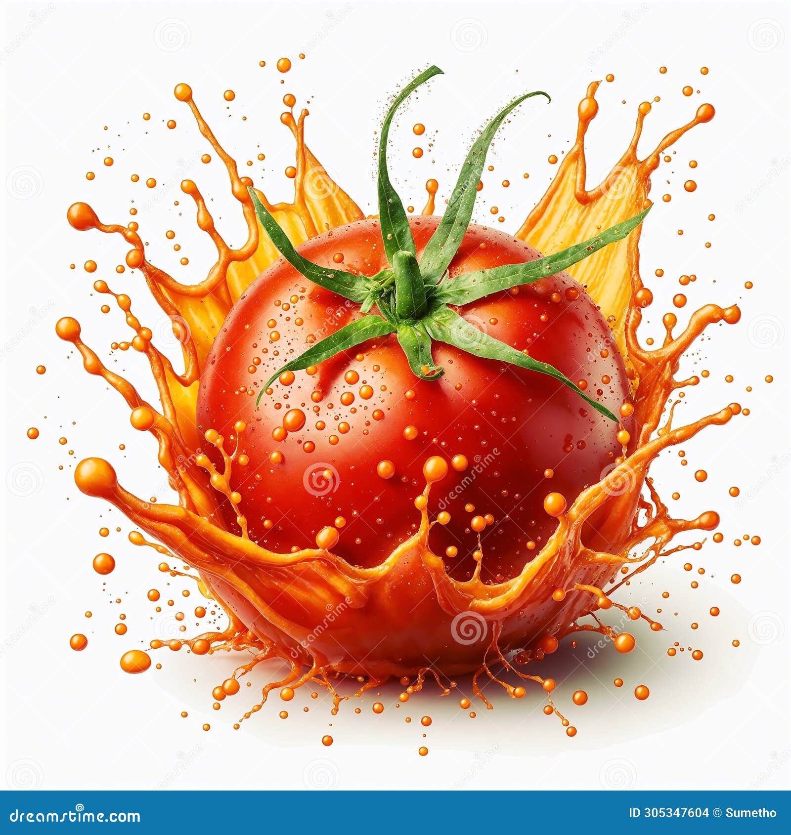 A Tomato is Freshly Splashed with Juice, Creating a Dynamic Explosion ...