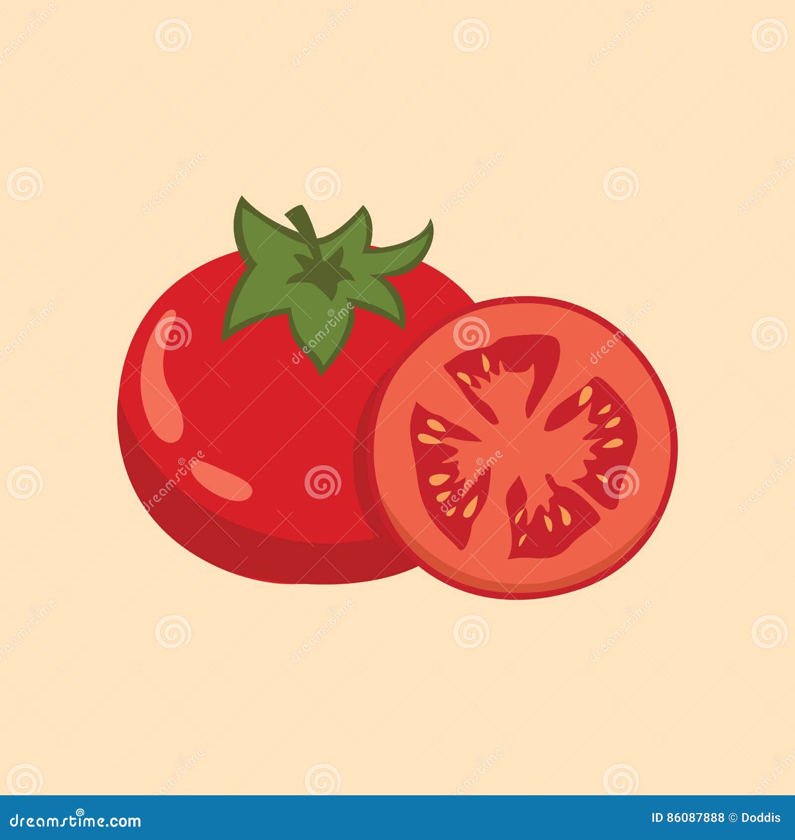 Tomato Fruit Icon Logo Design Vector Color Illustration | CartoonDealer ...