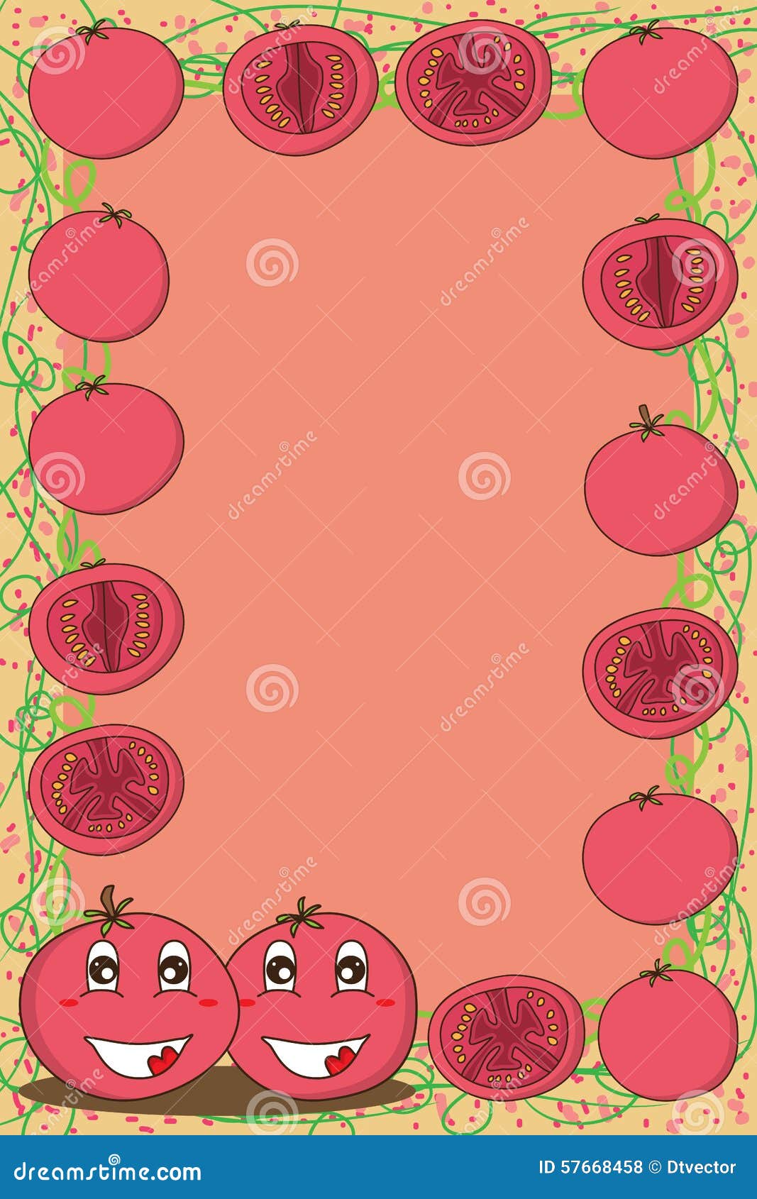 Tomato happy frame stock vector. Illustration of cartoon - 57668458