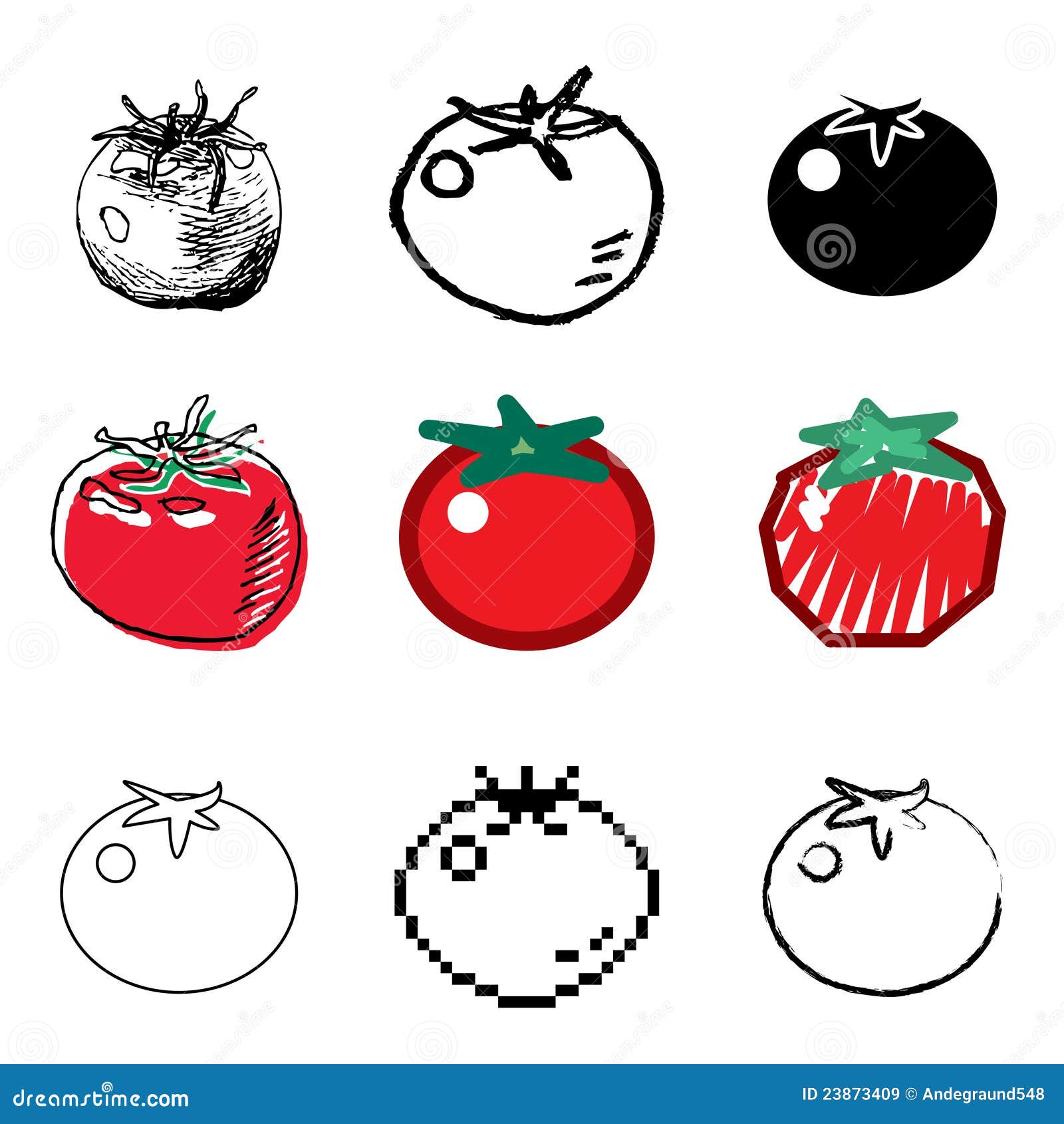 Tomato icons set stock vector. Illustration of vegetable - 23873409