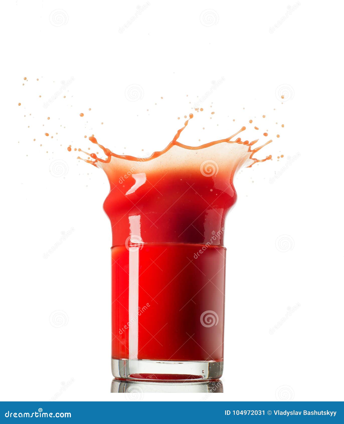 Tomato Juice Splash Making Amazing Waves And Dropsisolated On White ...
