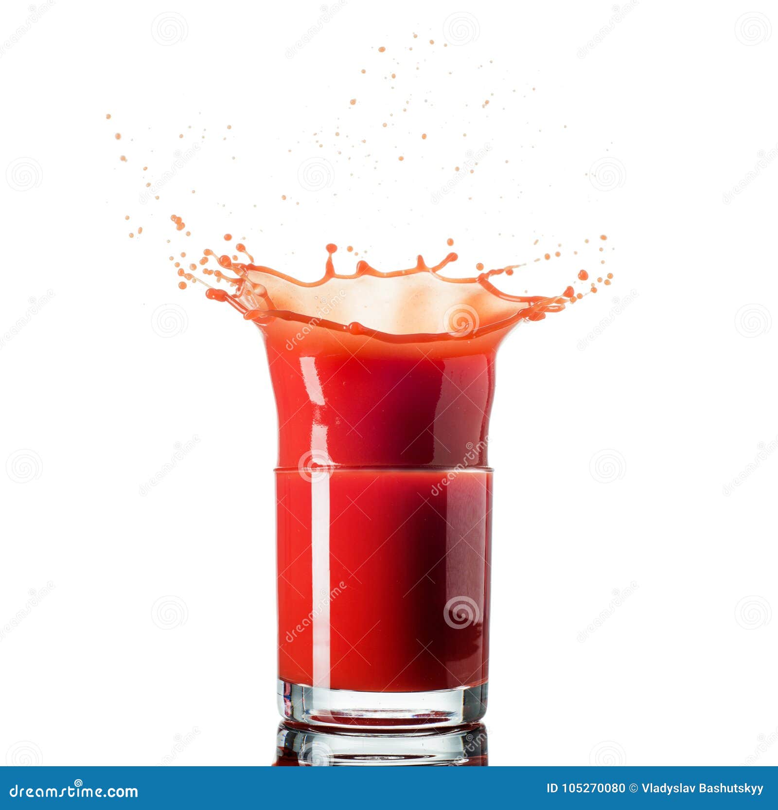Tomato Juice Splash Making Amazing Waves and Dropsisolated on White ...