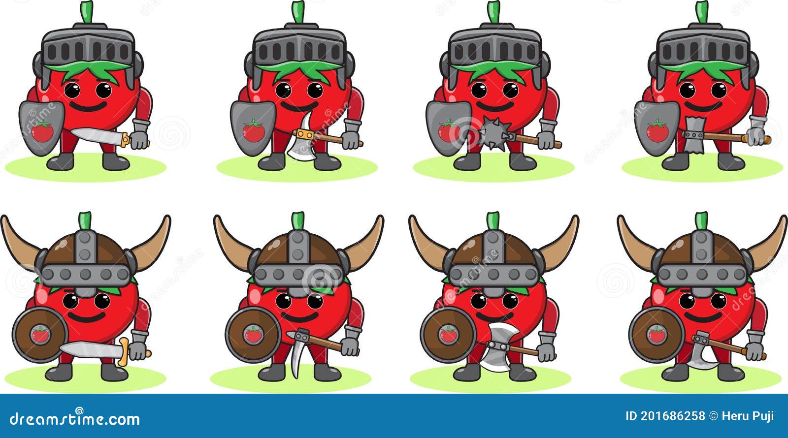 Illustration Vector Graphic Cartoon Tomato Knight Set 1 Stock Vector ...