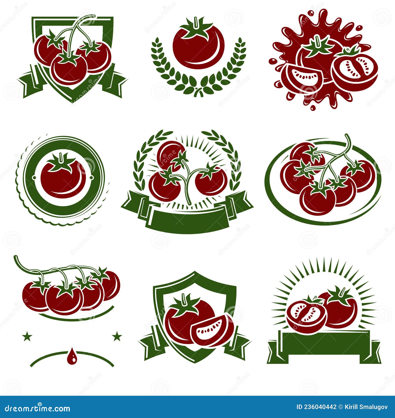 Tomato Label and Icons Set. Collection Icon Tomato Stock Vector ...