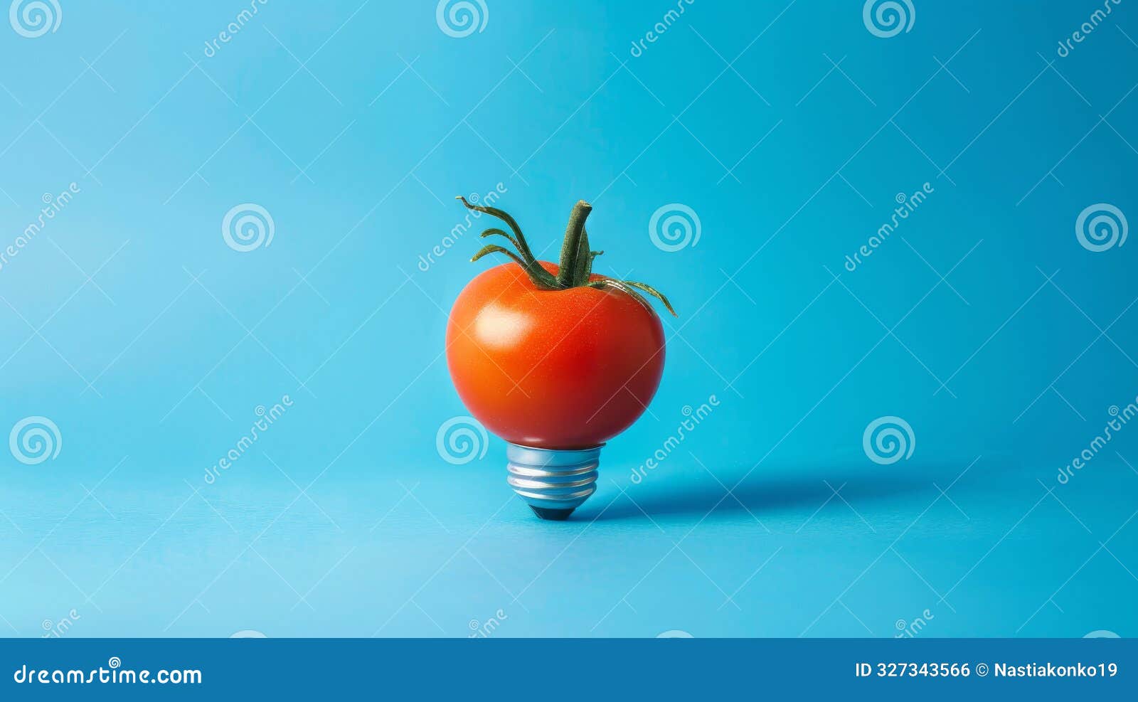 Tomato with a Light Bulb Base on a Blue Background, Creative Concept ...