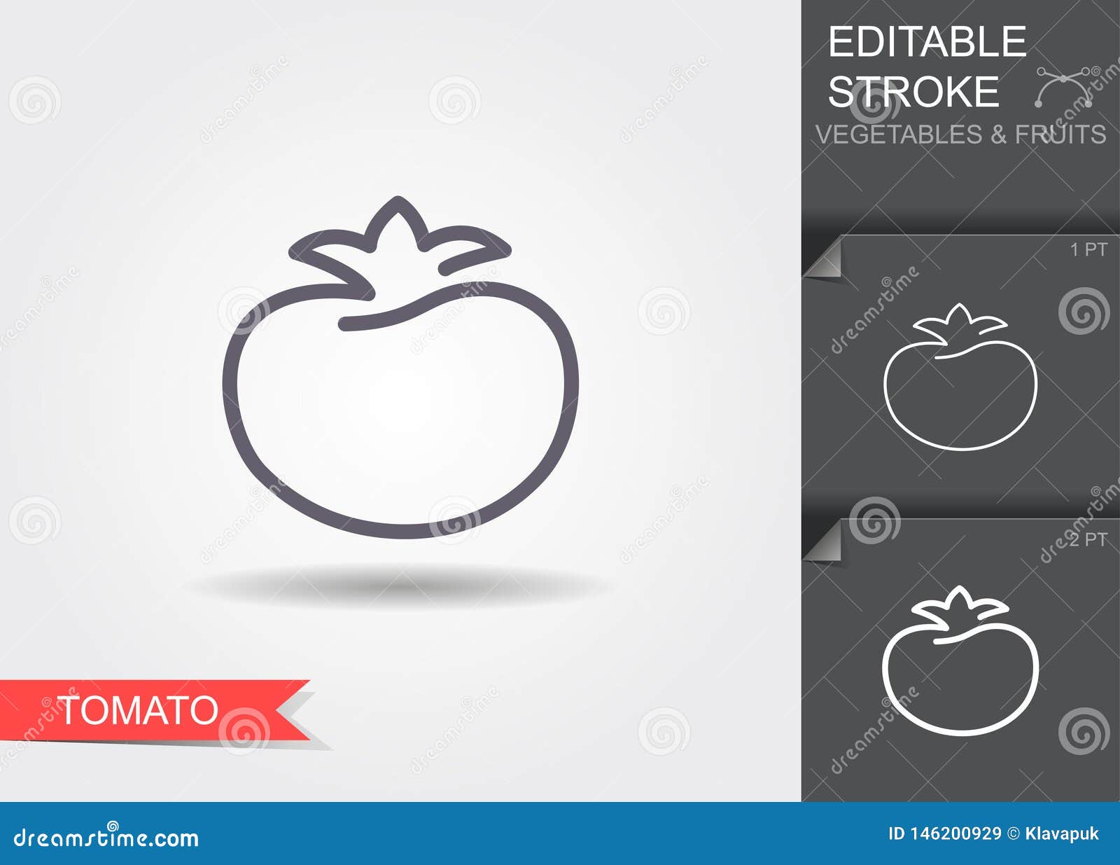 Tomato. Line Icon with Editable Stroke with Shadow Stock Vector ...