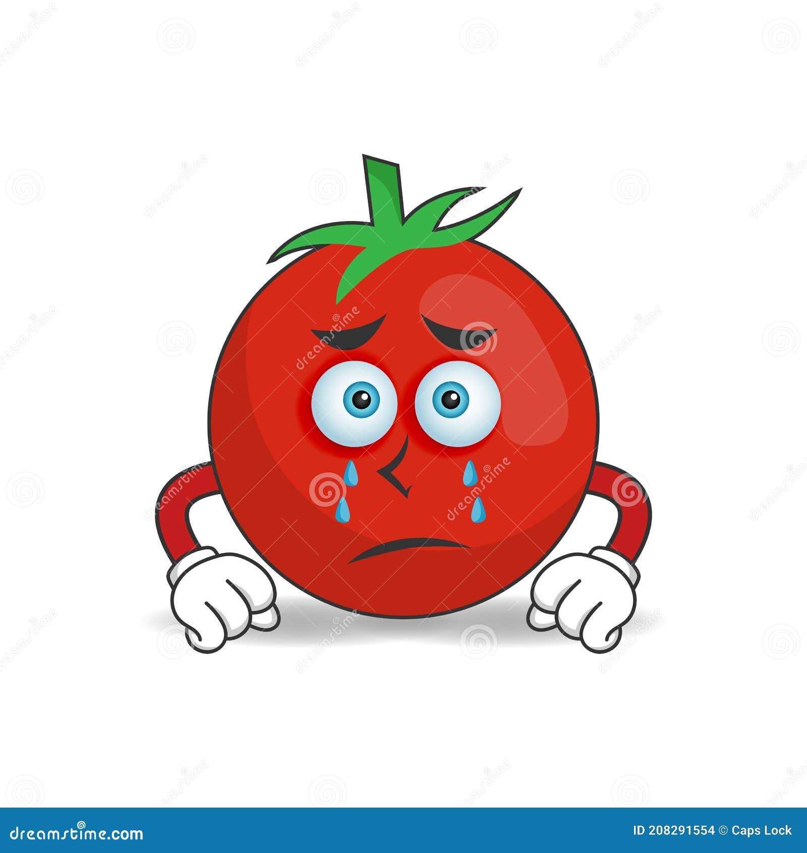 Tomato Mascot Character with Sad Expression. Vector Illustration Stock ...