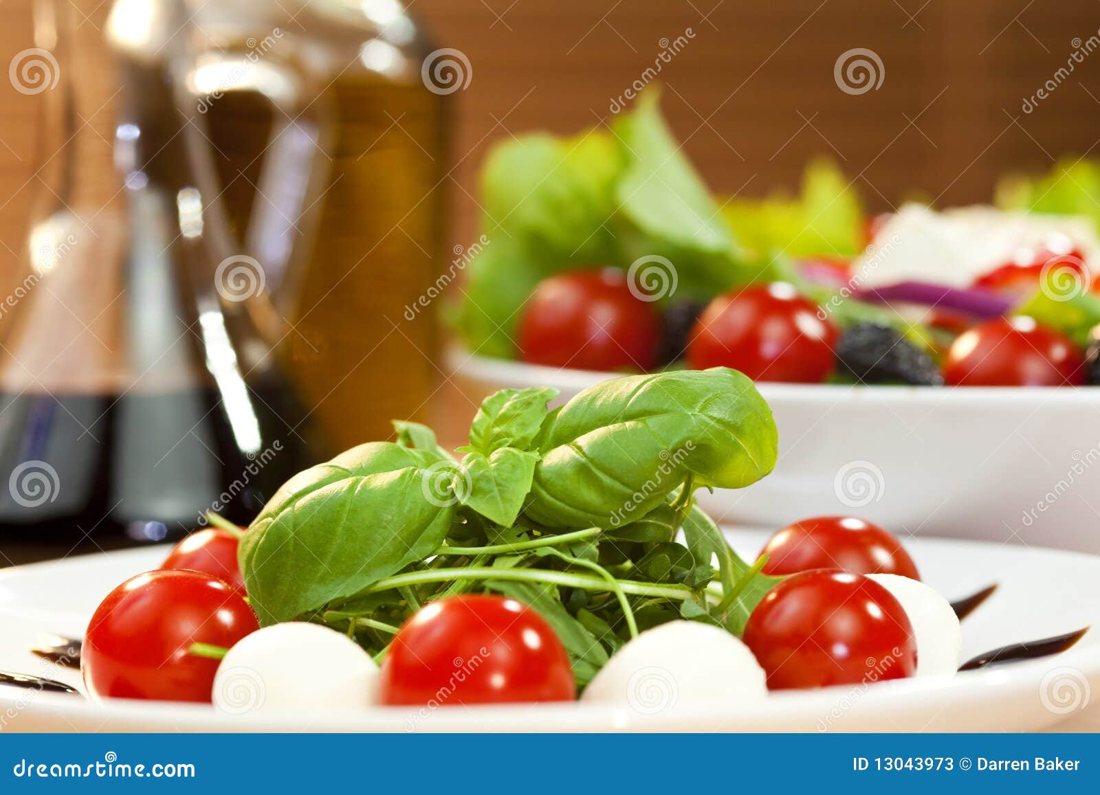 Tomato Mozarella Rocket Salad with Olive Oil Stock Image - Image of ...