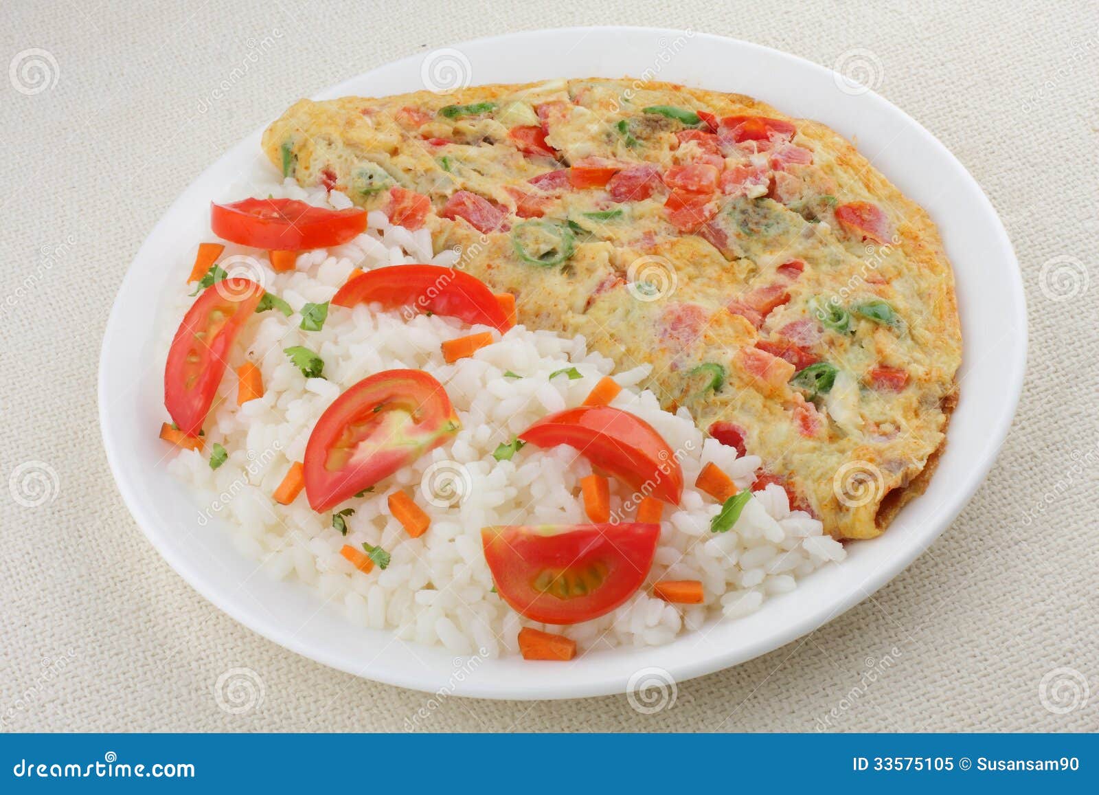 Tomato omelet with rice. stock image. Image of homemade - 33575105