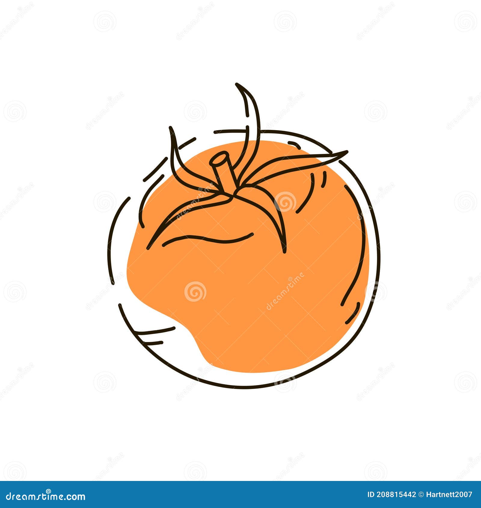 Tomato Outline Illustration Isolated On White Background. Hand Drawn ...