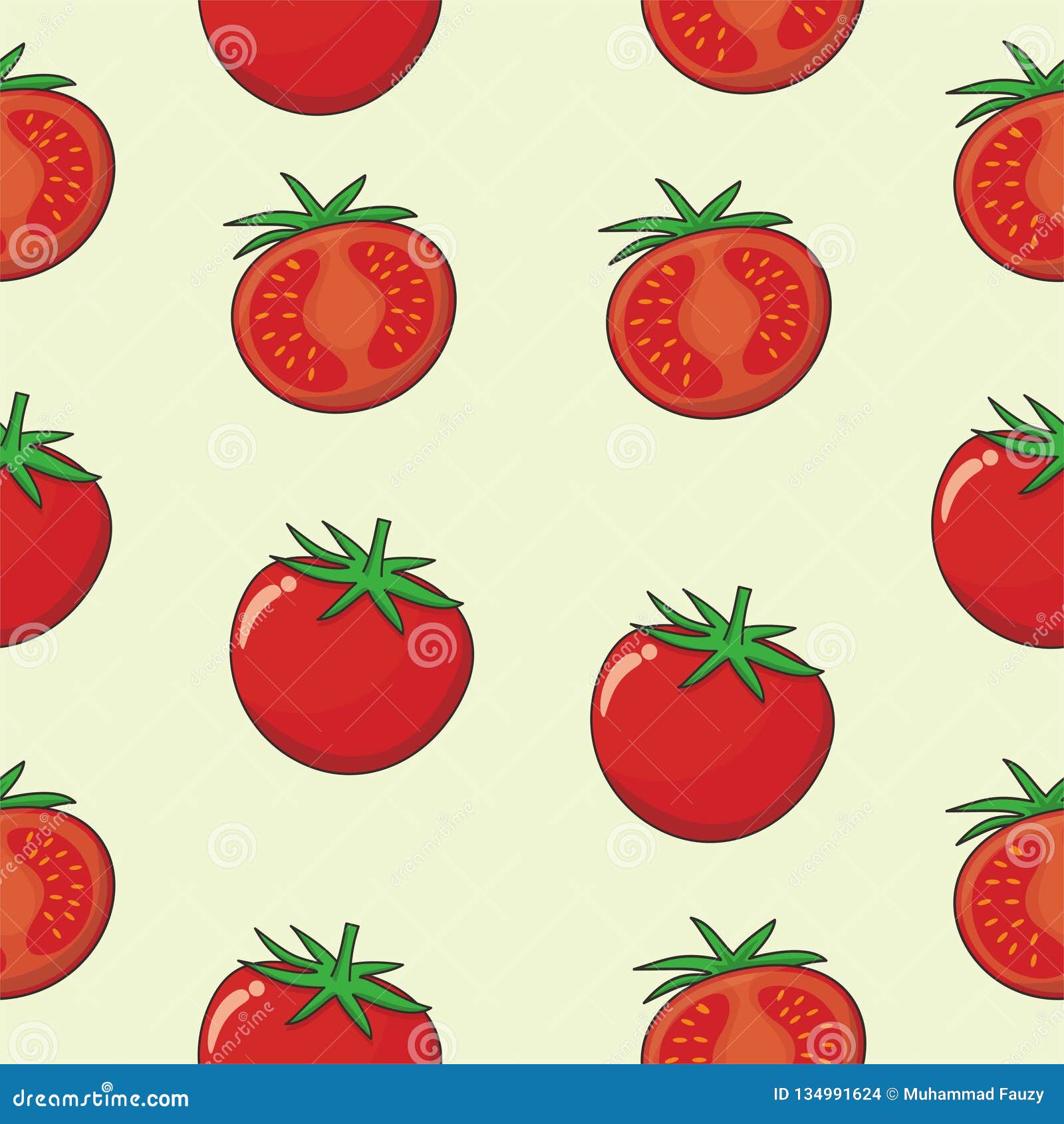 Seamless Background with Tomato Pattern Stock Vector - Illustration of ...