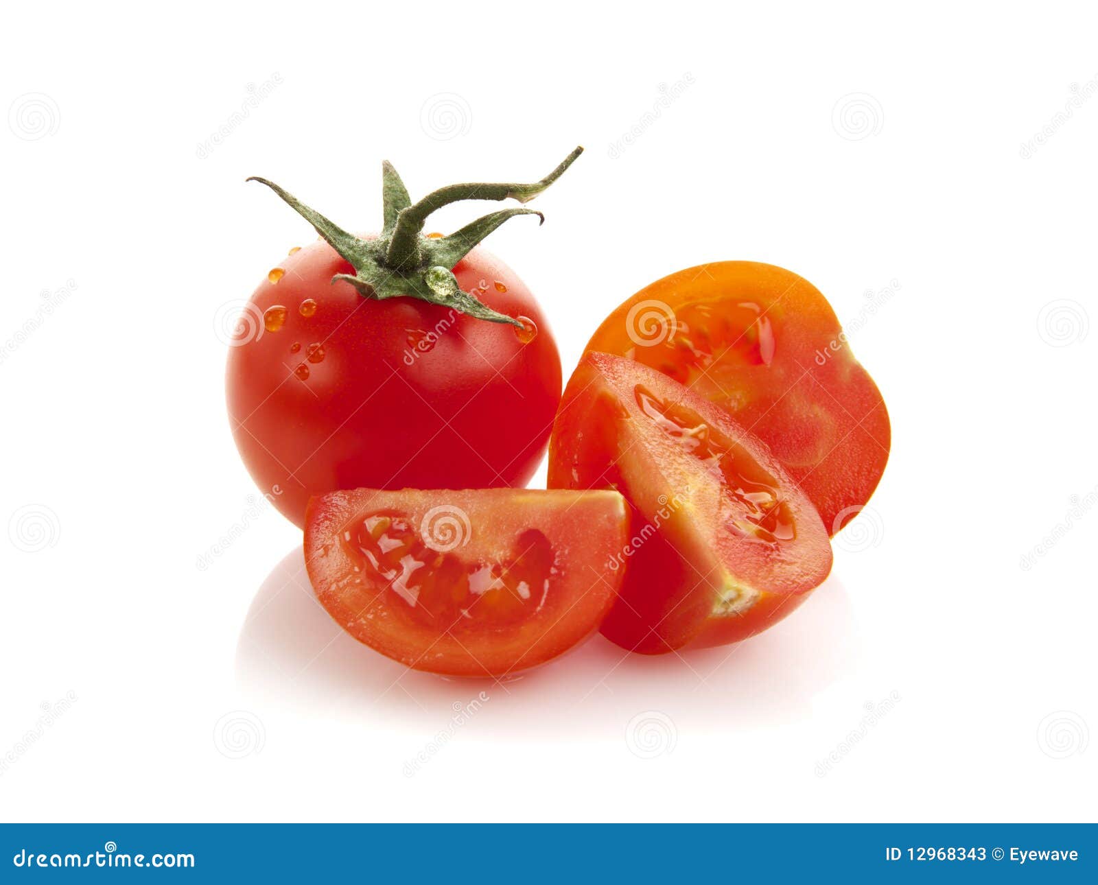 Tomato And Pieces Isolated On White Stock Photos - Image: 12968343