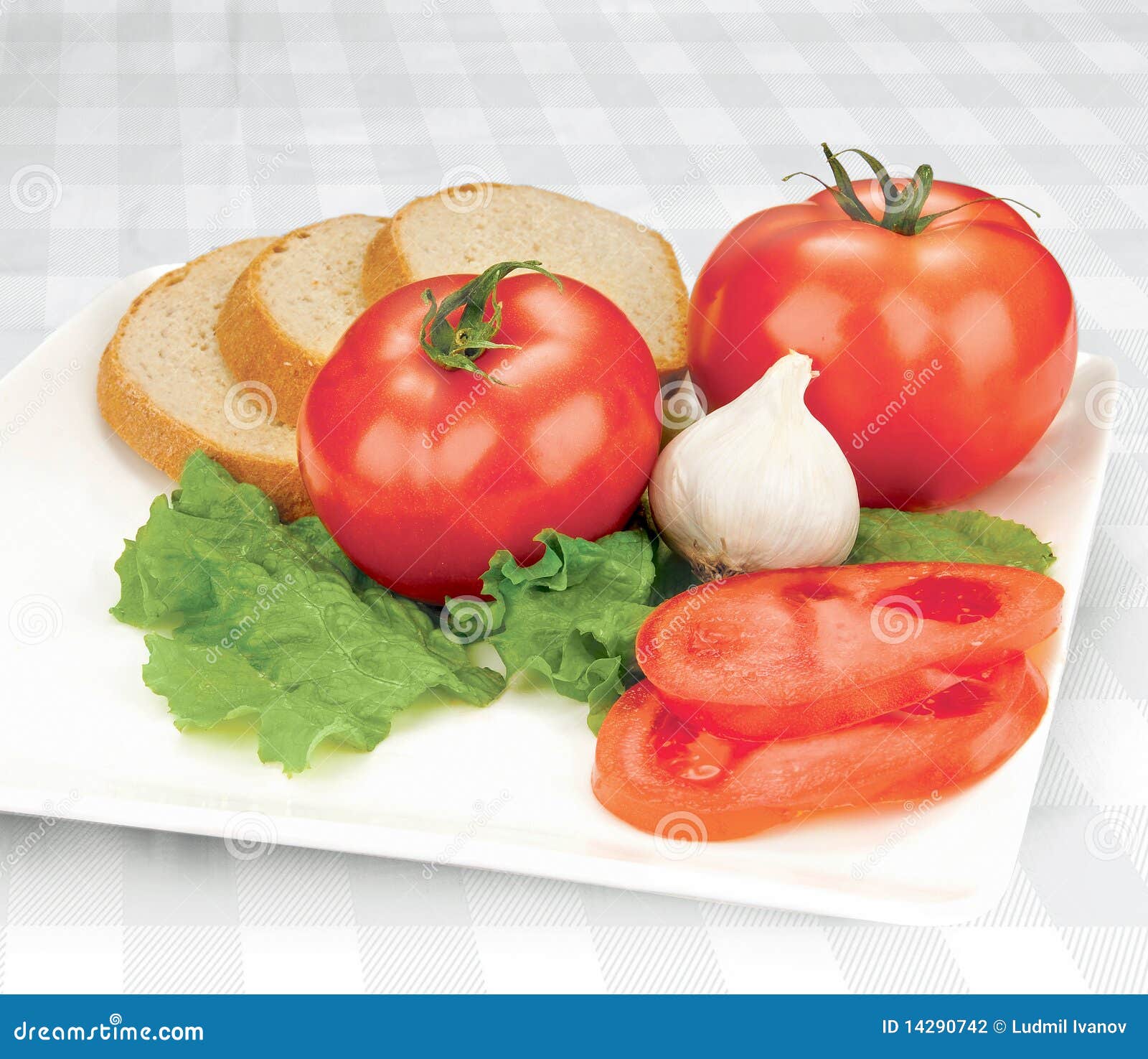 Tomato plate stock photo. Image of vegetable, fresh, bread - 14290742