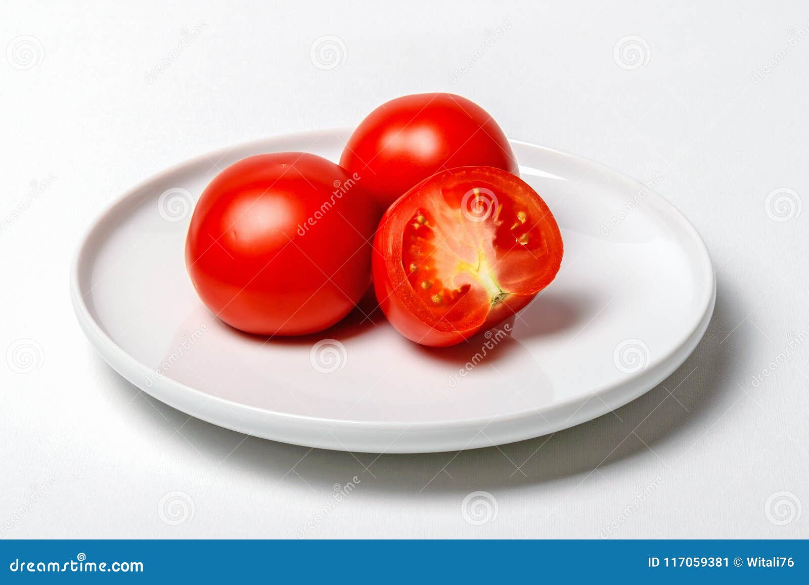 Tomato on Plate on White Background Stock Image - Image of meal ...