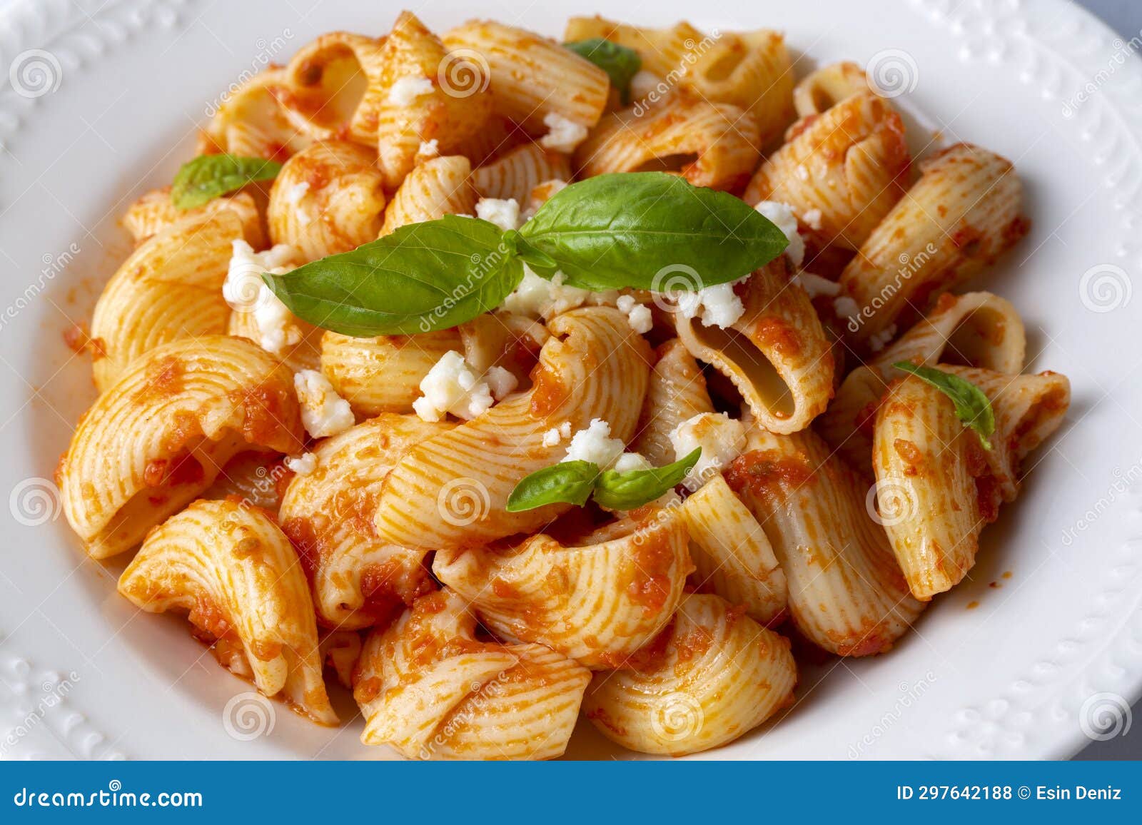 Tomato Ravioli Pasta or Pipe Rigate Shaped Pasta on the Cheese Stock ...