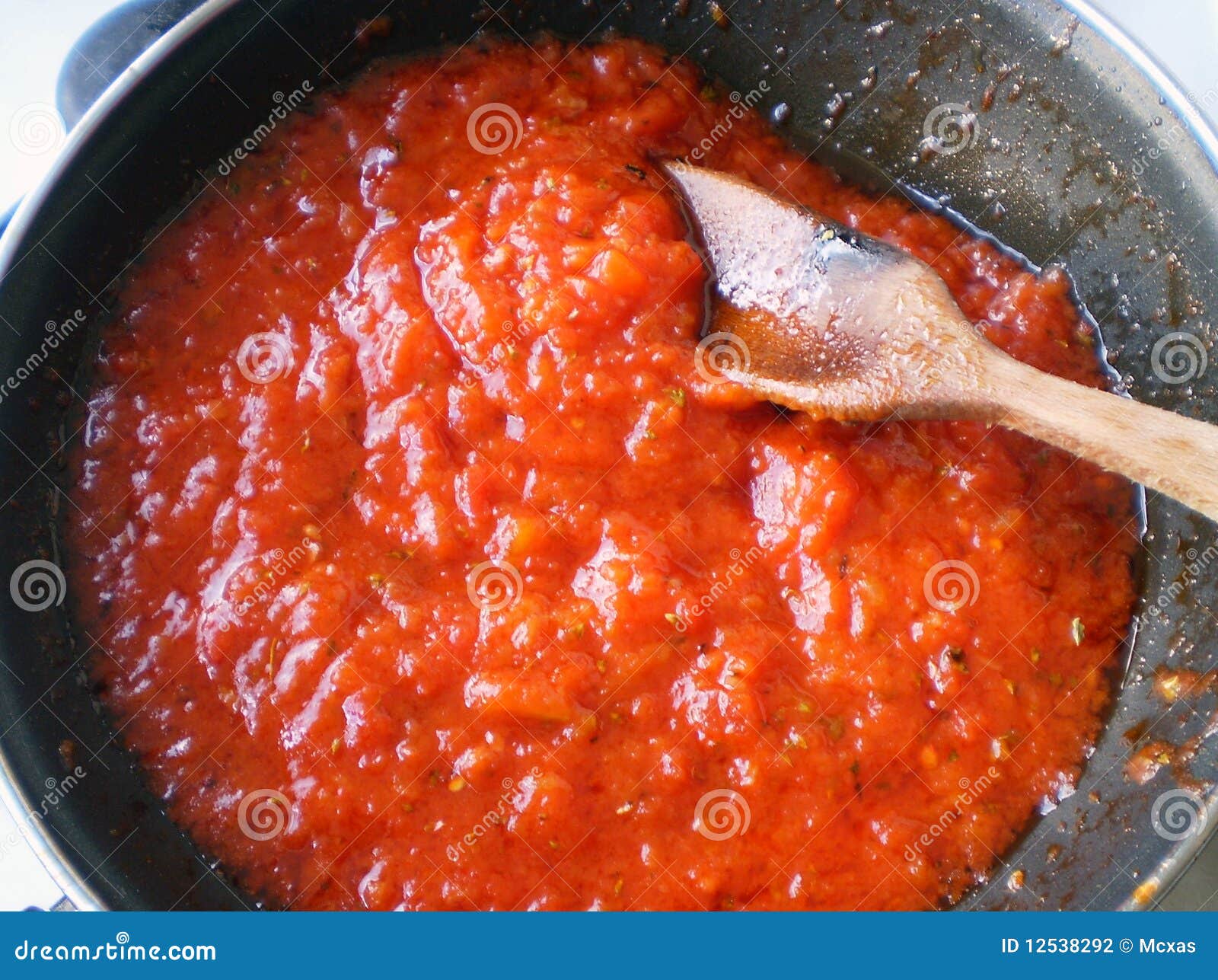 Tomato Sauce in a Frying Pan Stock Photo - Image of prepared, lunch ...