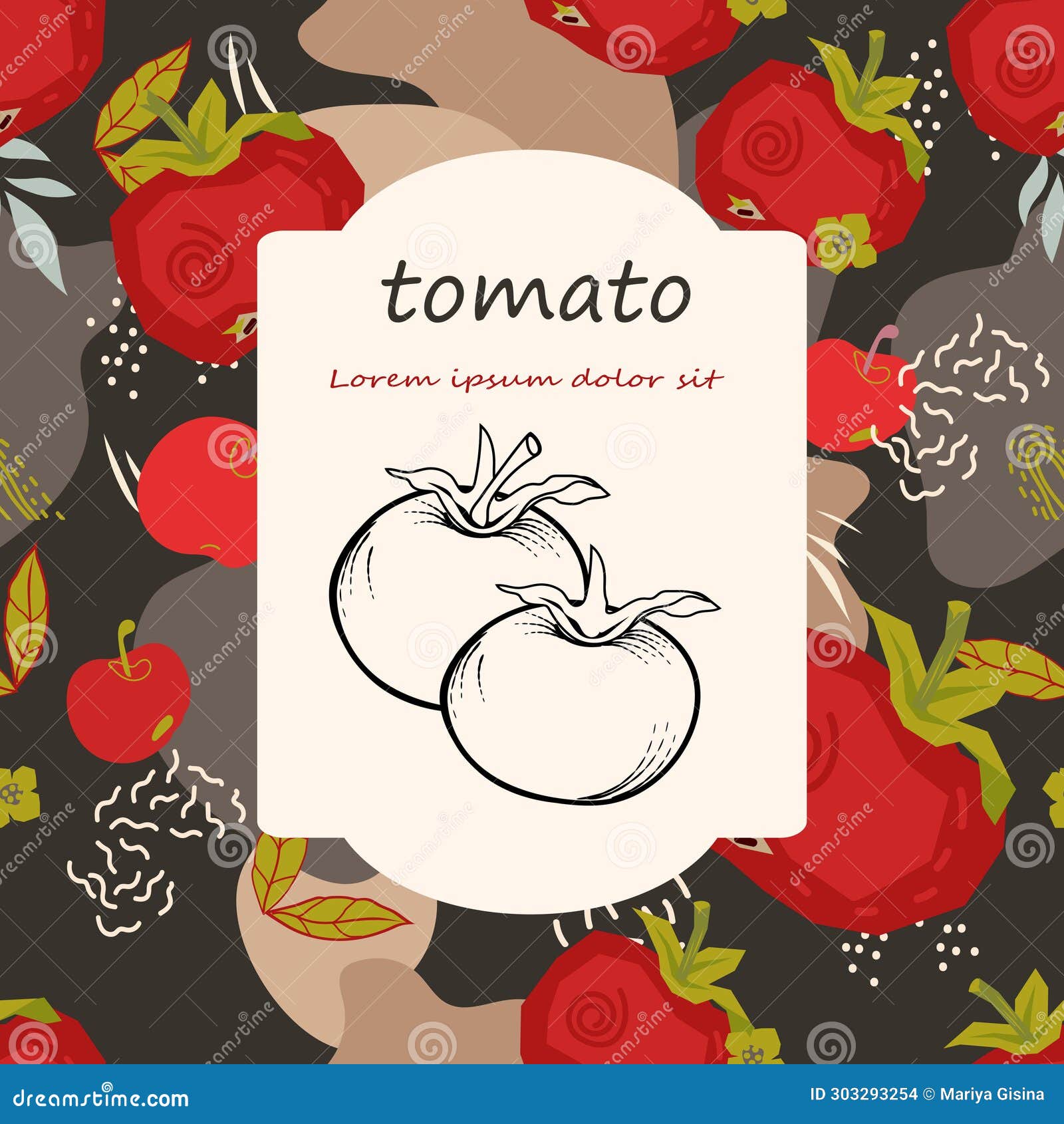 Tomato Sauce Label Design Template, Hand Drawn Vector Illustration ...