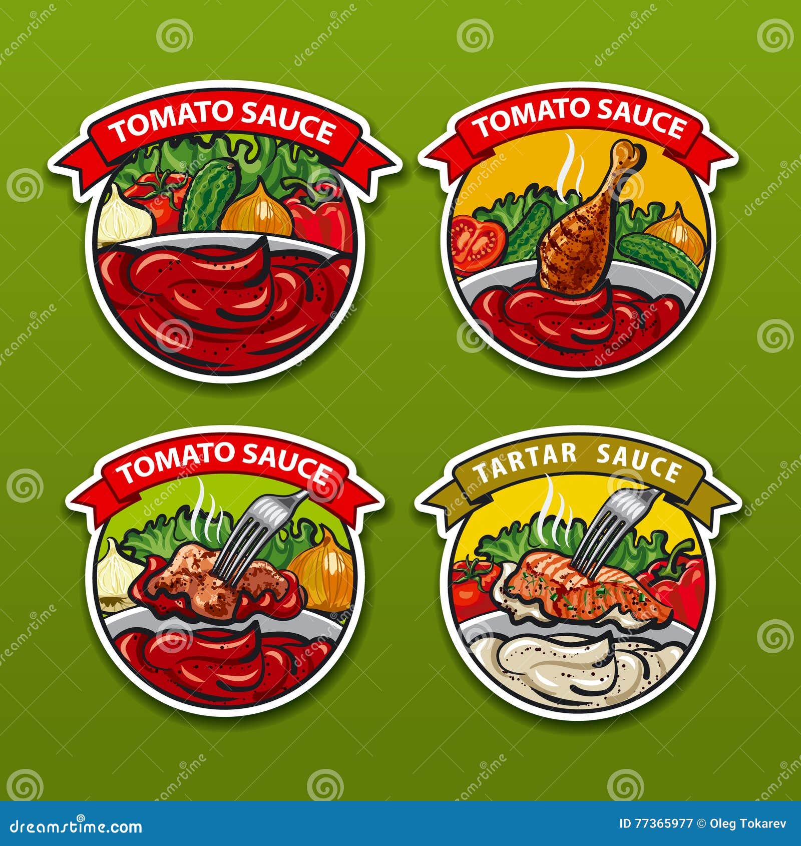Tomato sauces stickers stock illustration. Illustration of ketchup ...