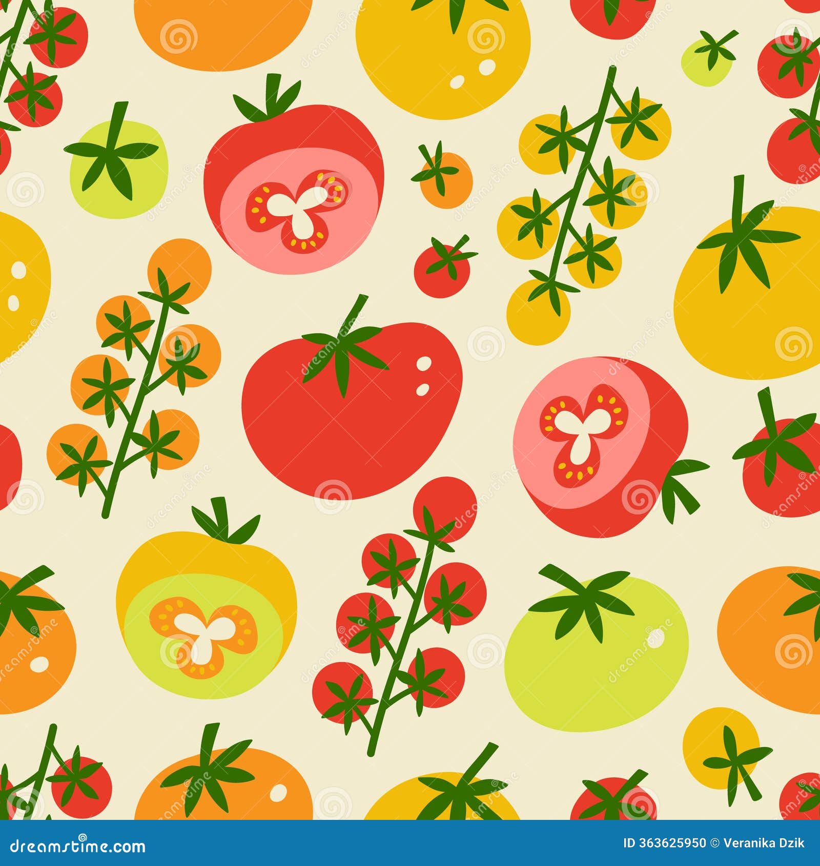 Red Tomato, Seamless Background Pattern, Vector Illustration | CartoonDealer.com #218328259