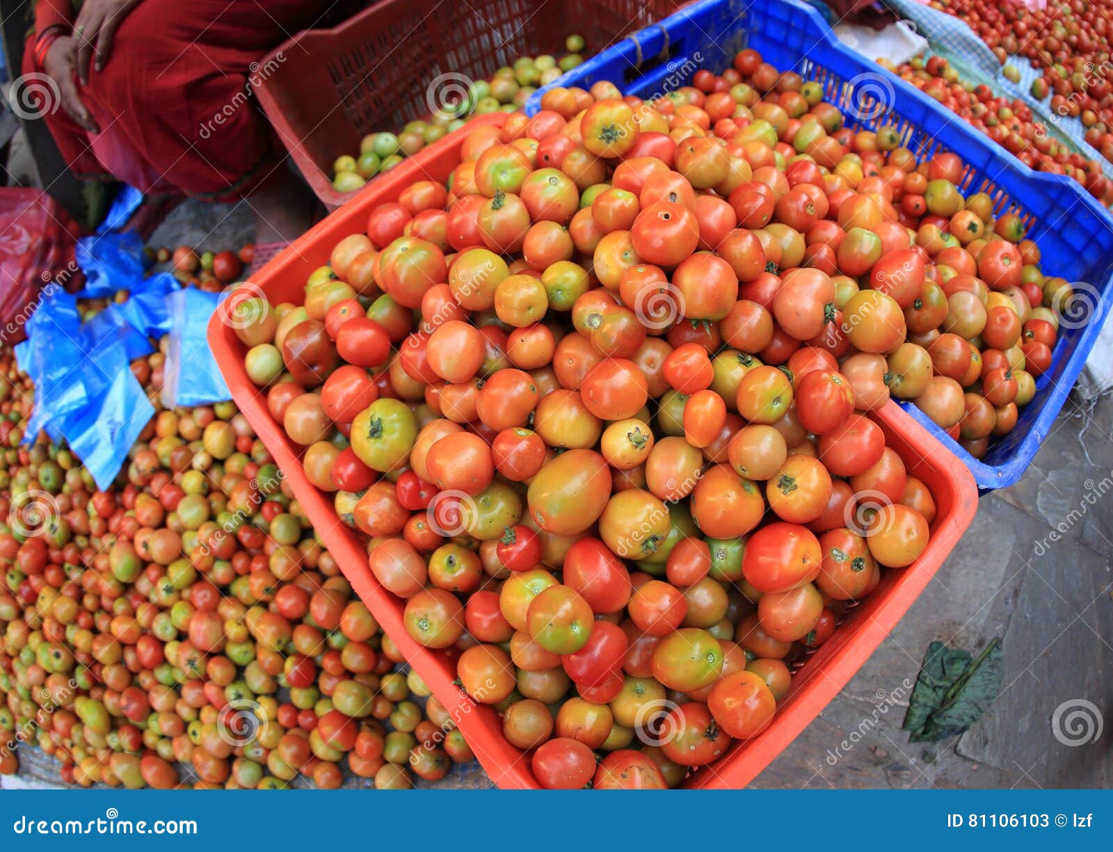 Tomato Selling at the Vegetable Market Stock Image - Image of green ...
