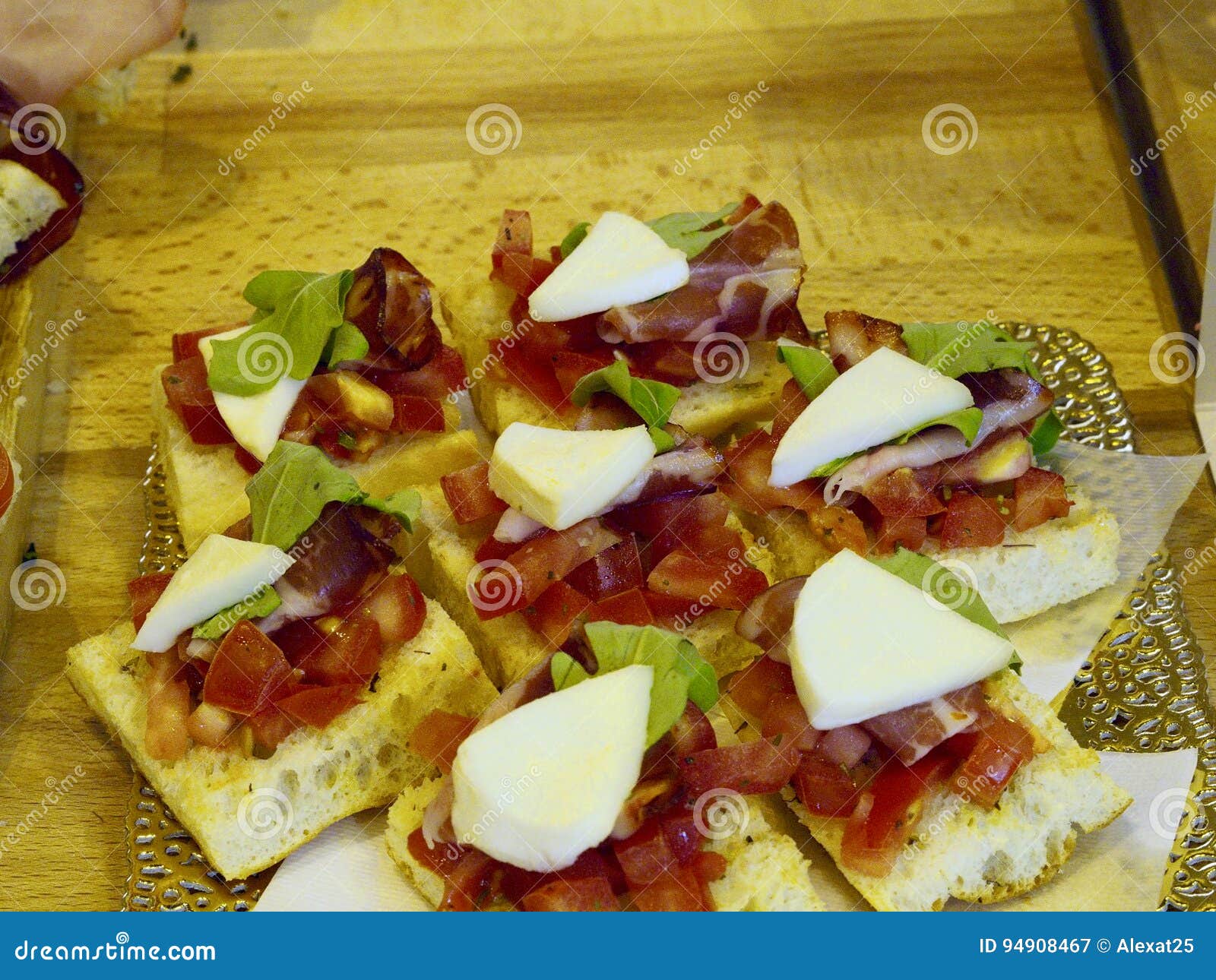 Tomato, Serrano Ham and Cheese Canapes Stock Image - Image of canapes ...
