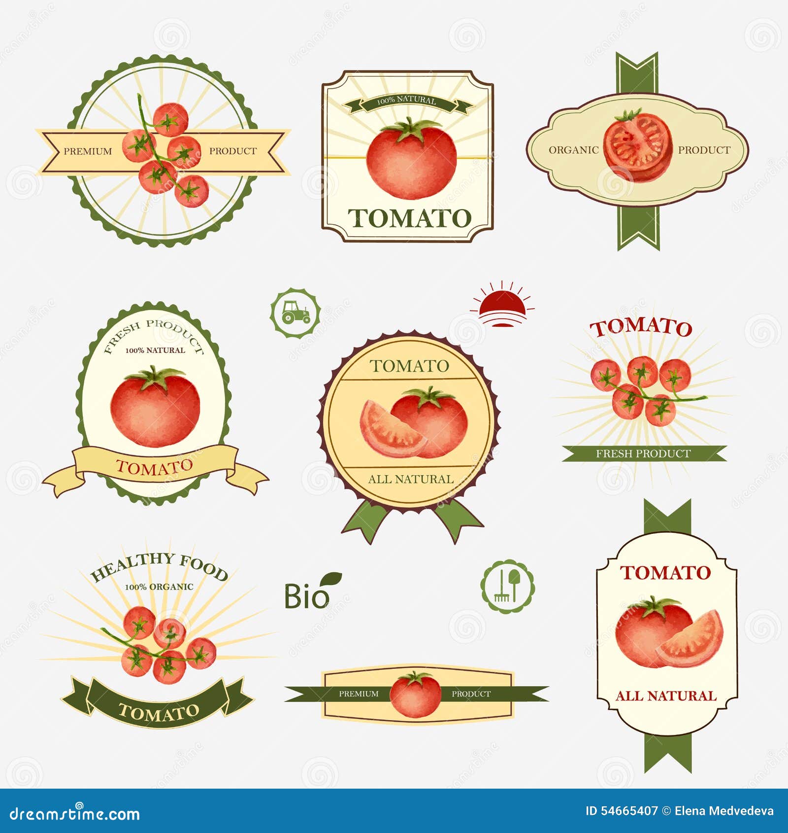 Tomato, Set of Label Design Stock Vector - Illustration of nature ...