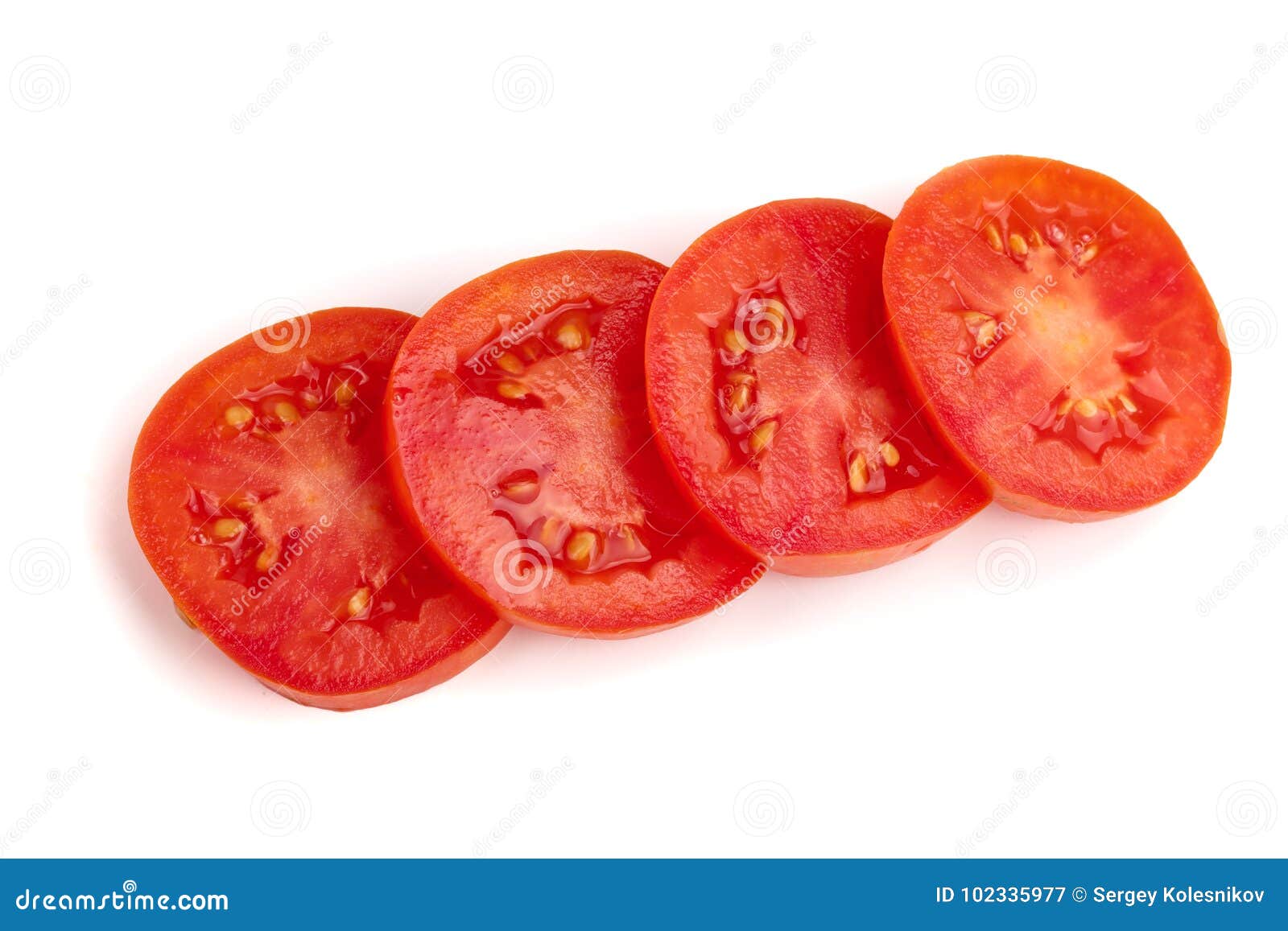 Tomato Slice Isolated on White Background. Top View Stock Image - Image ...
