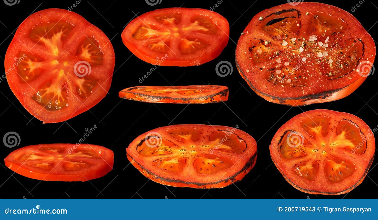 Tomato Slices Assorted Set Isolated Stock Image - Image of varied, salt ...
