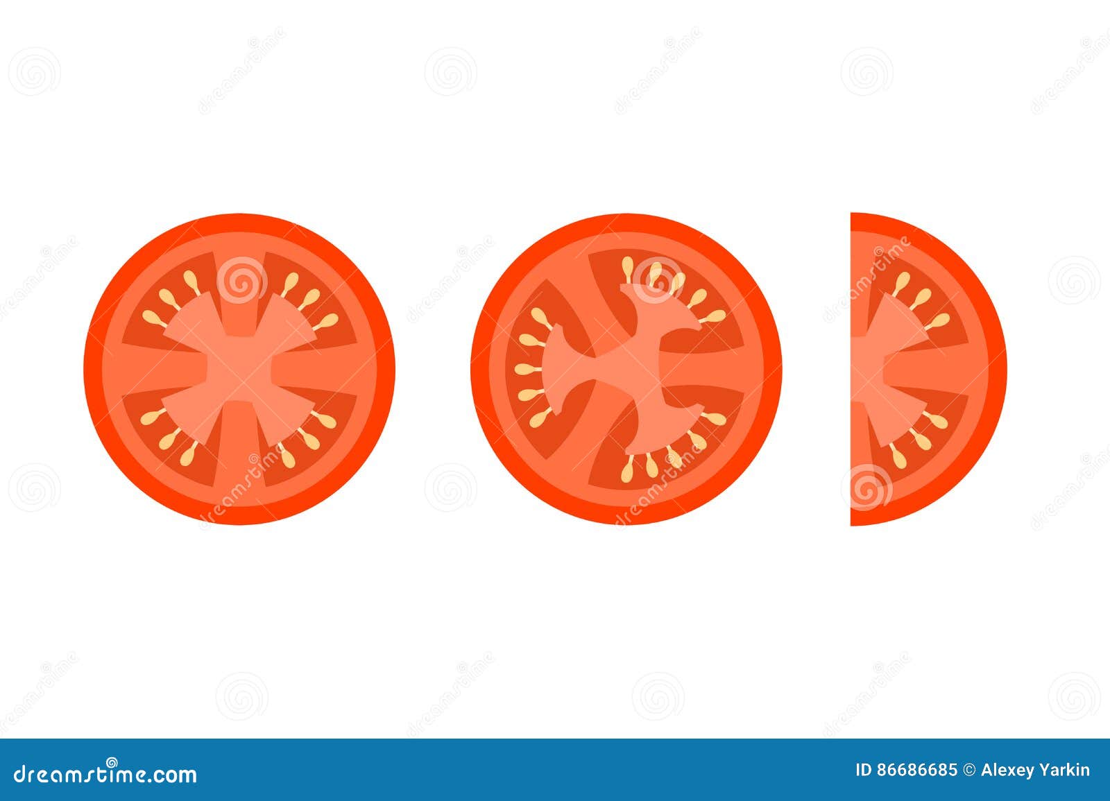 Tomato Slices Flat Vector Icons for Food Decor Stock Vector - Illustration of decoration ...