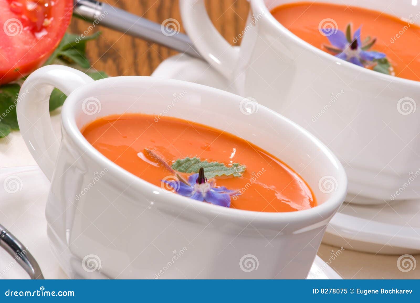 Tomato soup stock image. Image of food, dinner, sour, garnish - 8278075