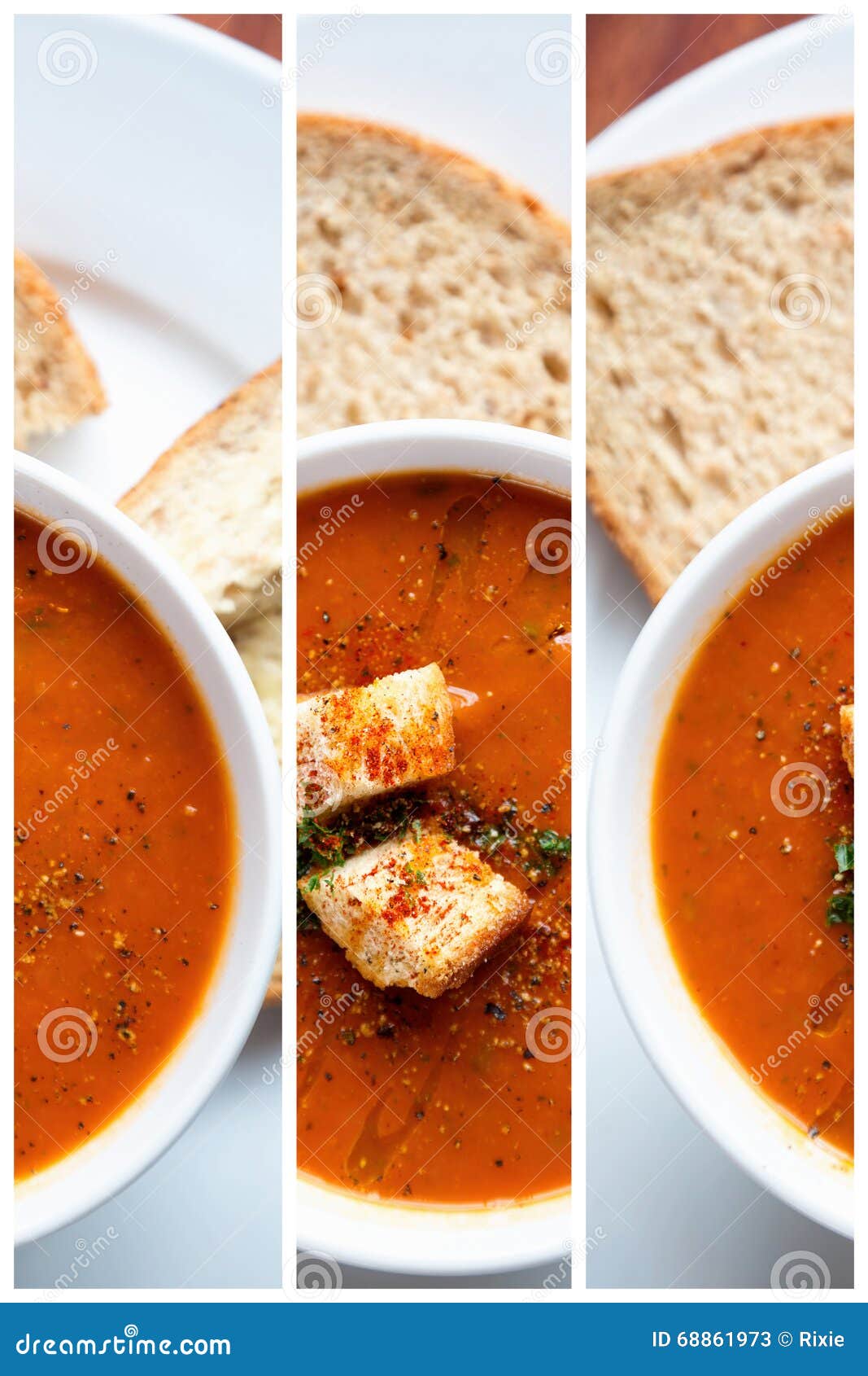 Tomato Soup And Croutons Stock Image Image Of Collage 68861973