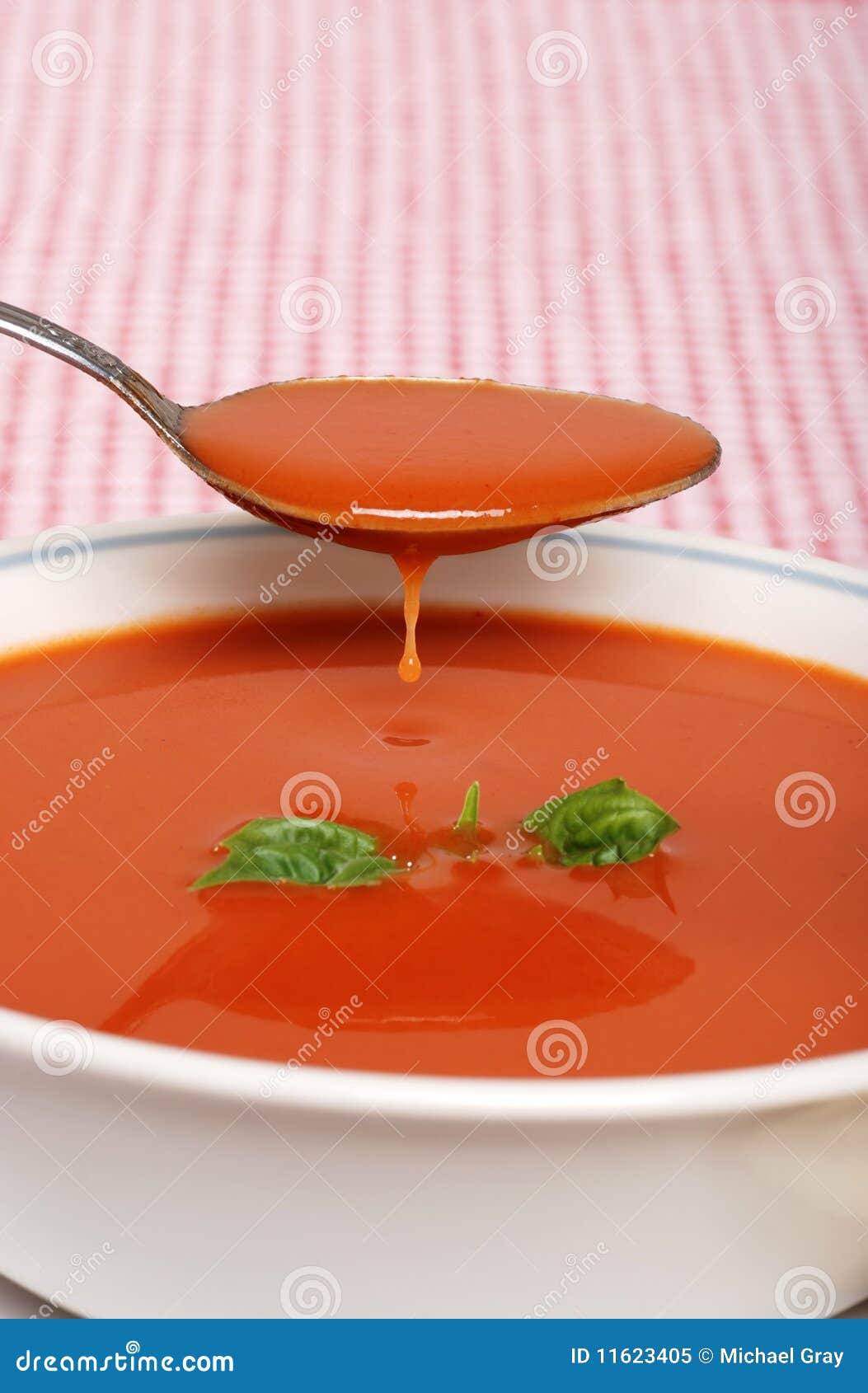 Tomato Soup Dripping with Basil Stock Image - Image of nutrition ...