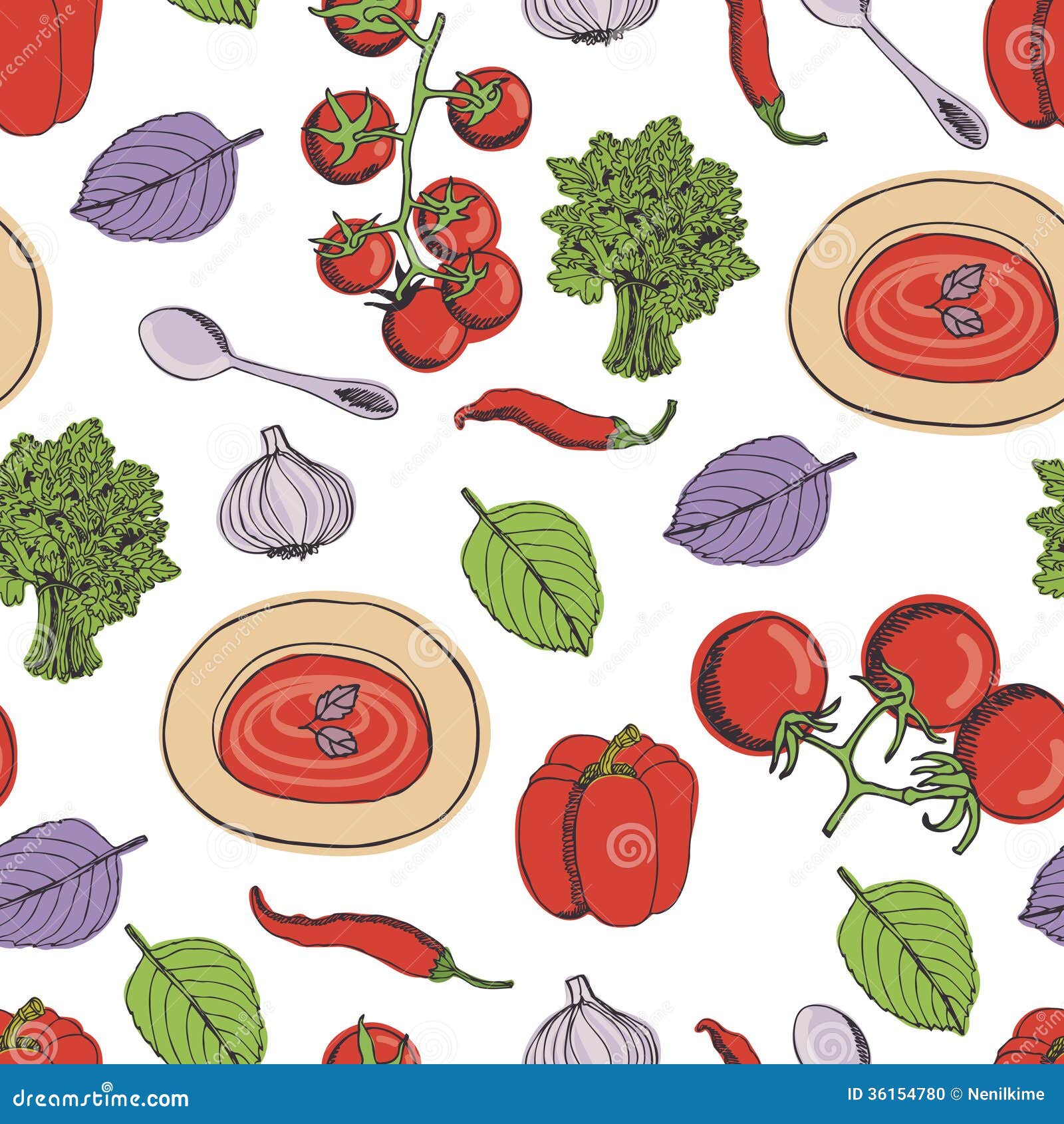 Tomato Soup Seamless Pattern Stock Vector - Illustration of beautiful ...