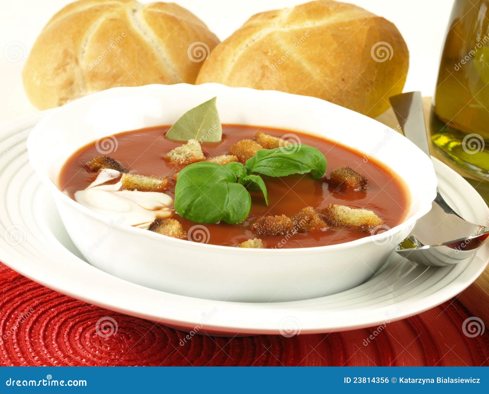 Tomato soup for a starter stock photo. Image of cream - 23814356