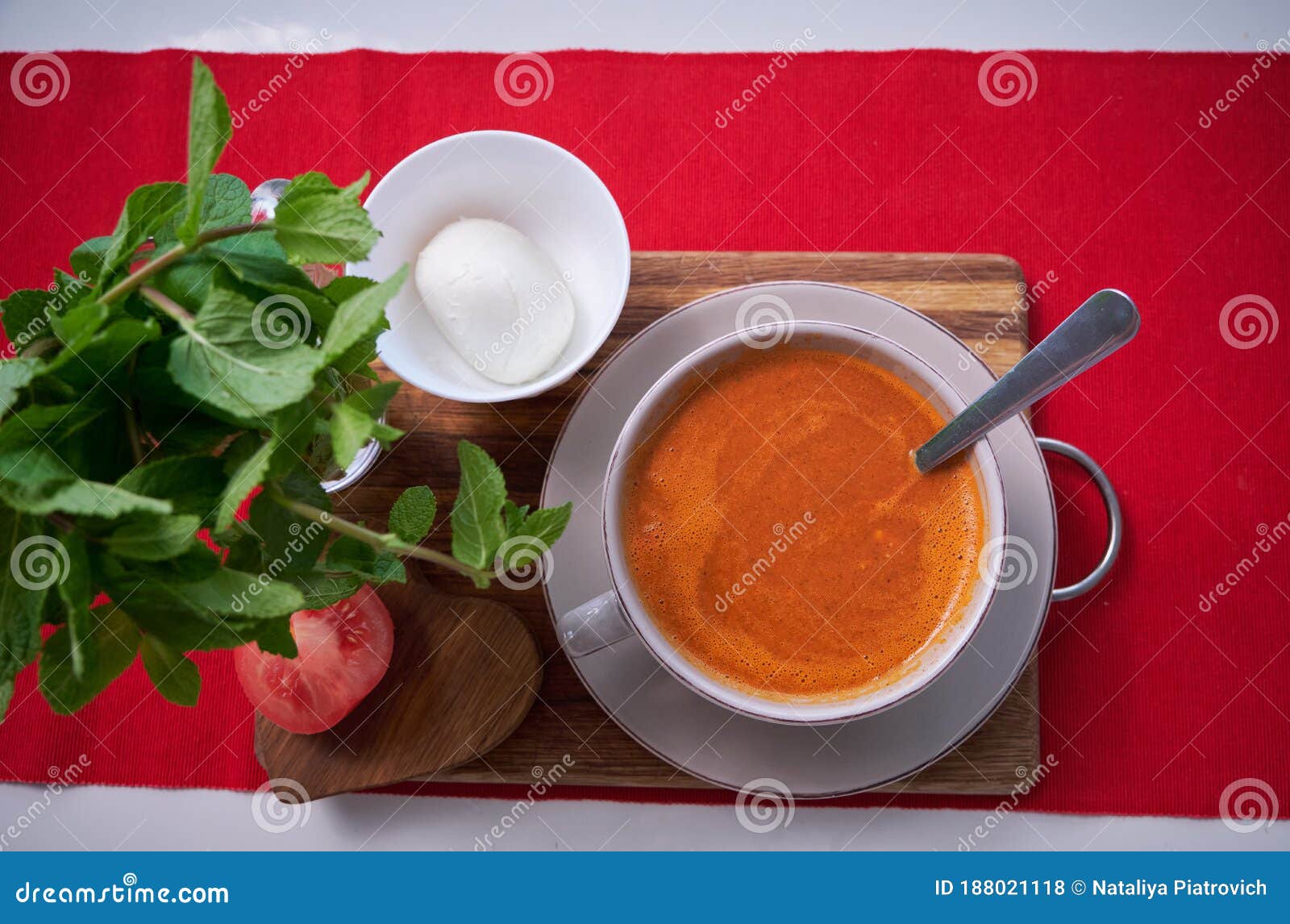 Tomato Soup Table, Top View. Stock Photo - Image of dinner, rustic ...