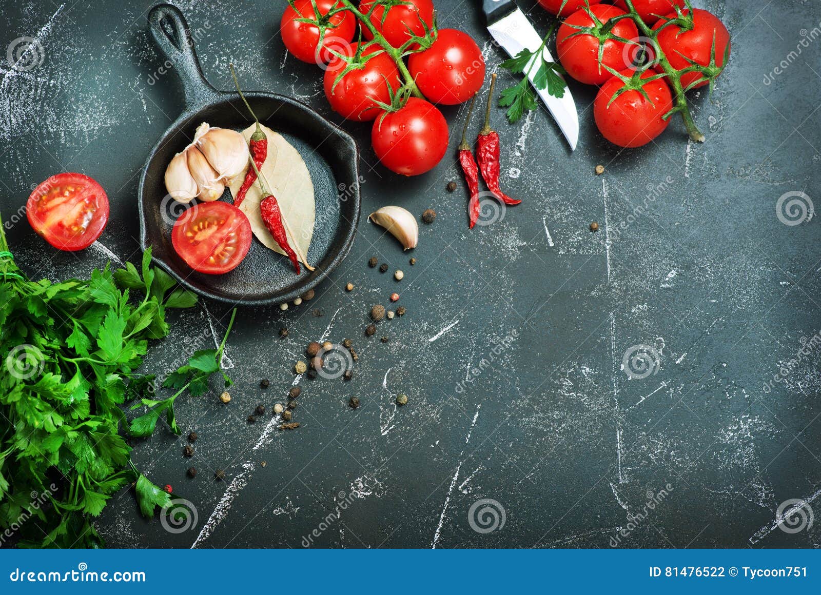 Tomato and spice stock photo. Image of green, cooking - 81476522