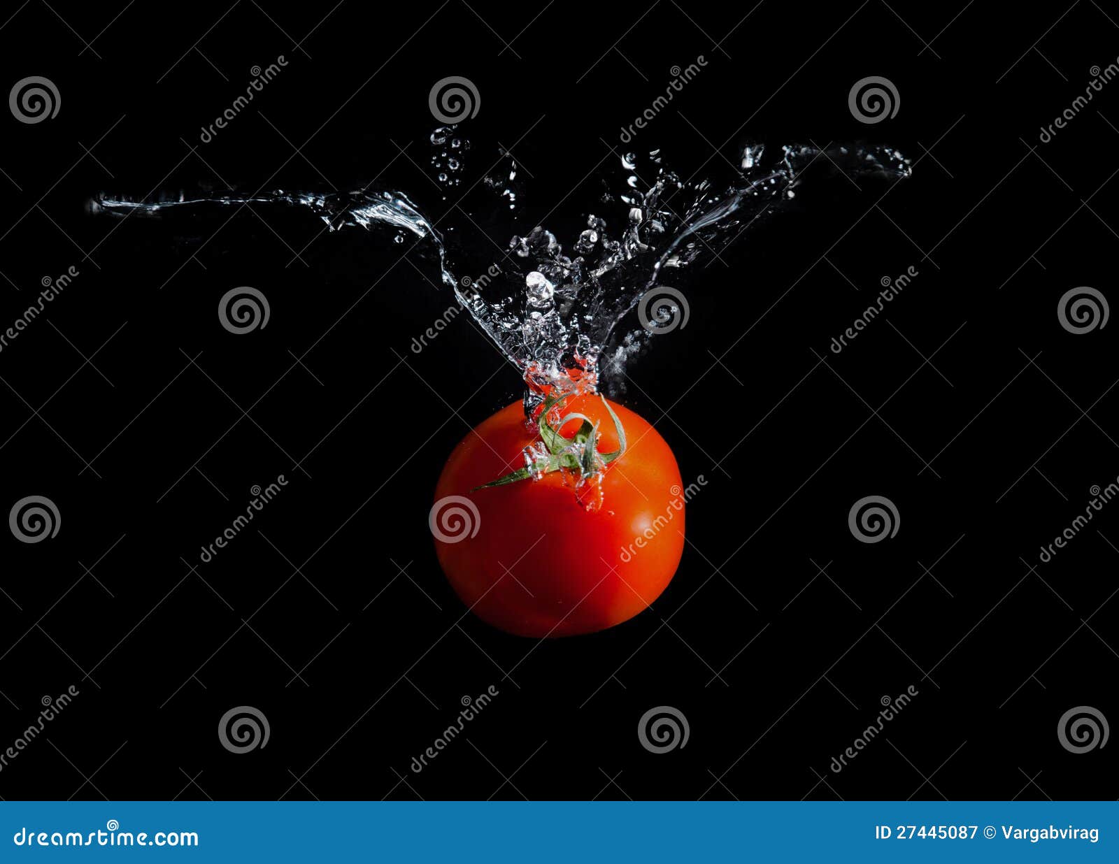 Tomato Splash into Fresh Water Stock Image - Image of flash, black ...