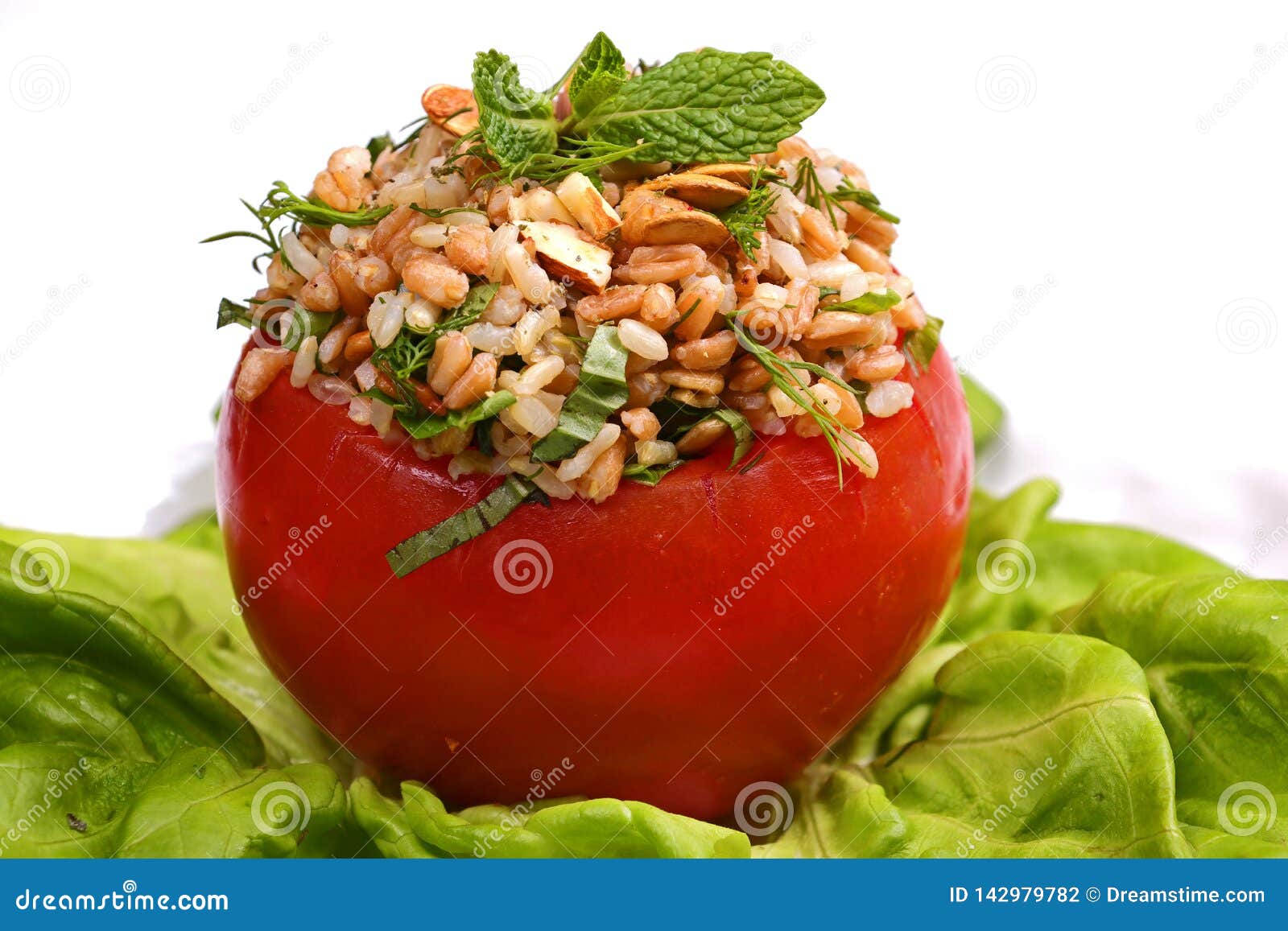Tomato Stuffed with Grains and Nuts Stock Photo - Image of summer ...