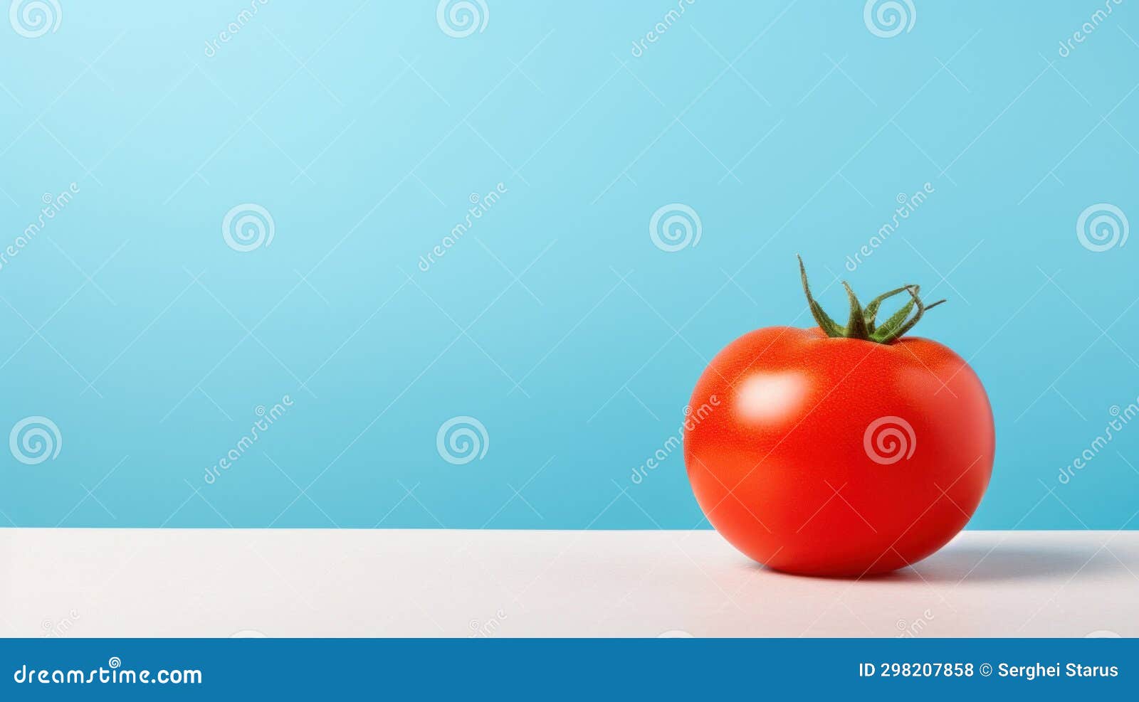 Tomato on Table with Blue Background, AI Stock Photo - Image of object ...