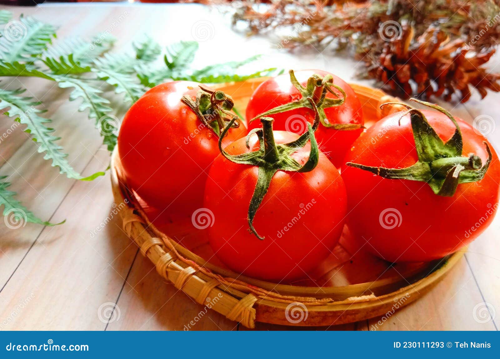 Tomato is on the Table with Leaf Stock Image - Image of plant ...