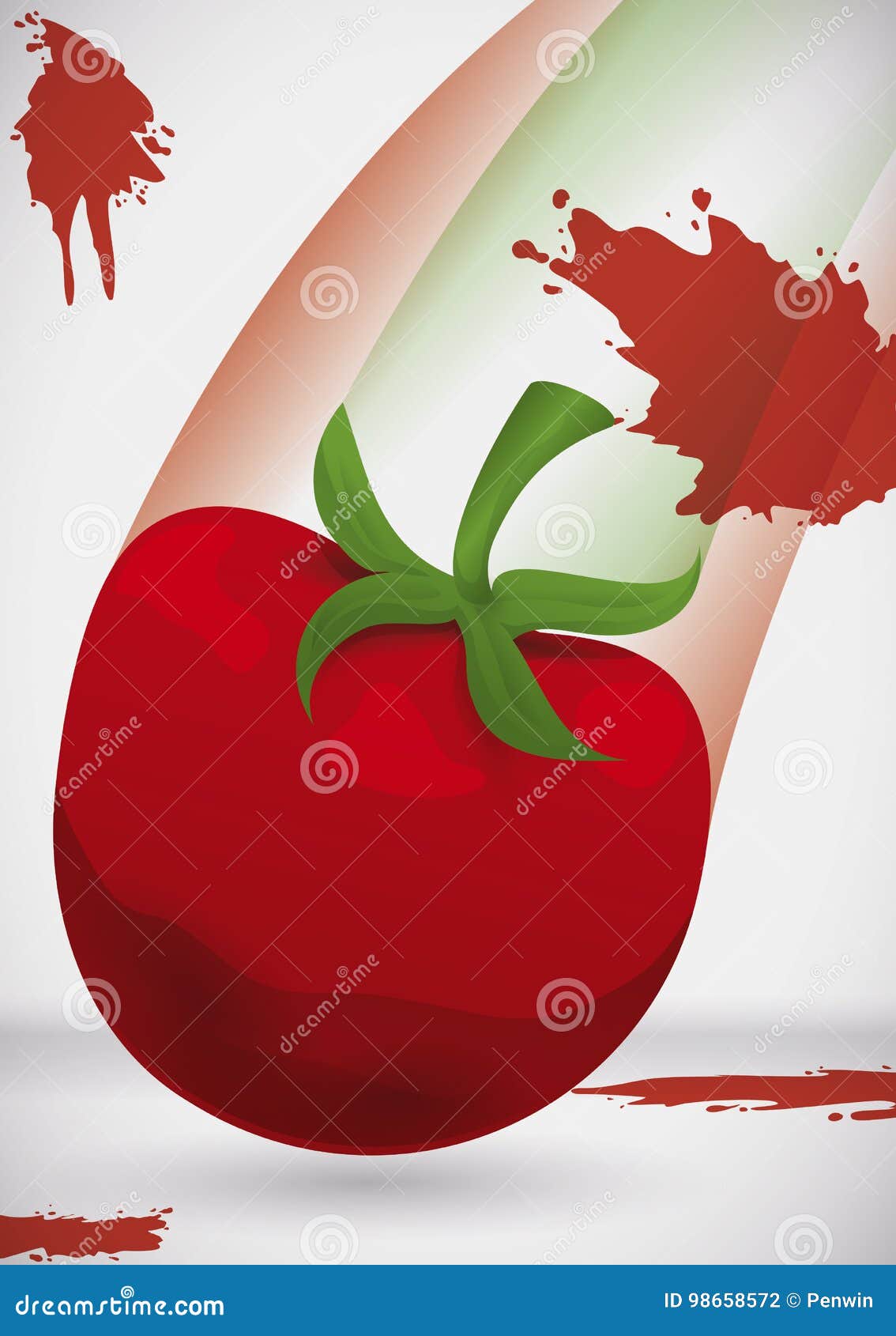 Tomato Thrown at Full Speed Falling Down in the Floor, Vector ...