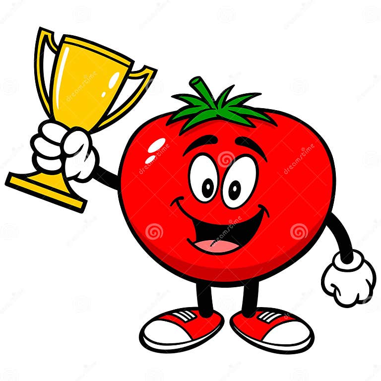Tomato with Trophy stock vector. Illustration of vegetable - 72950017