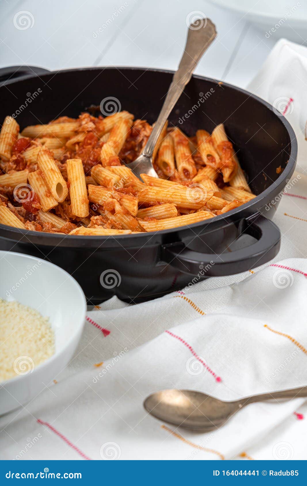 Tomato and Tuna Fish Pasta with Parmesan Stock Image - Image of lunch ...