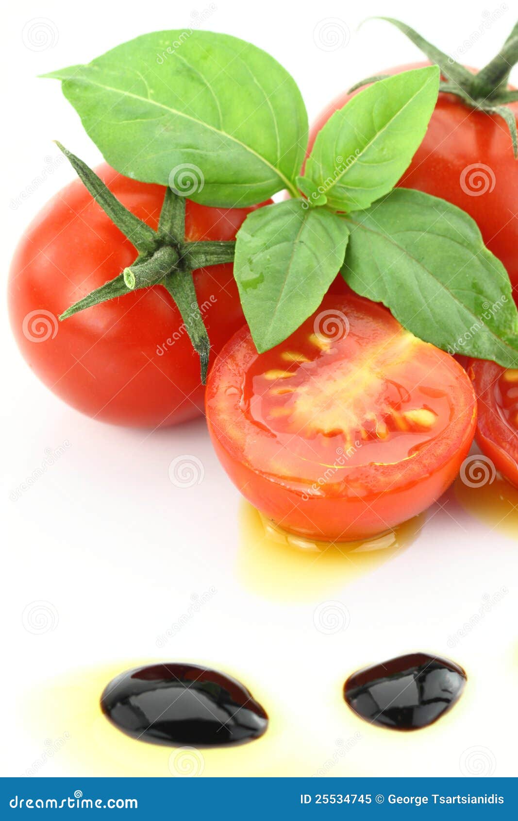 Tomatoes and basil stock image. Image of green, cherry - 25534745